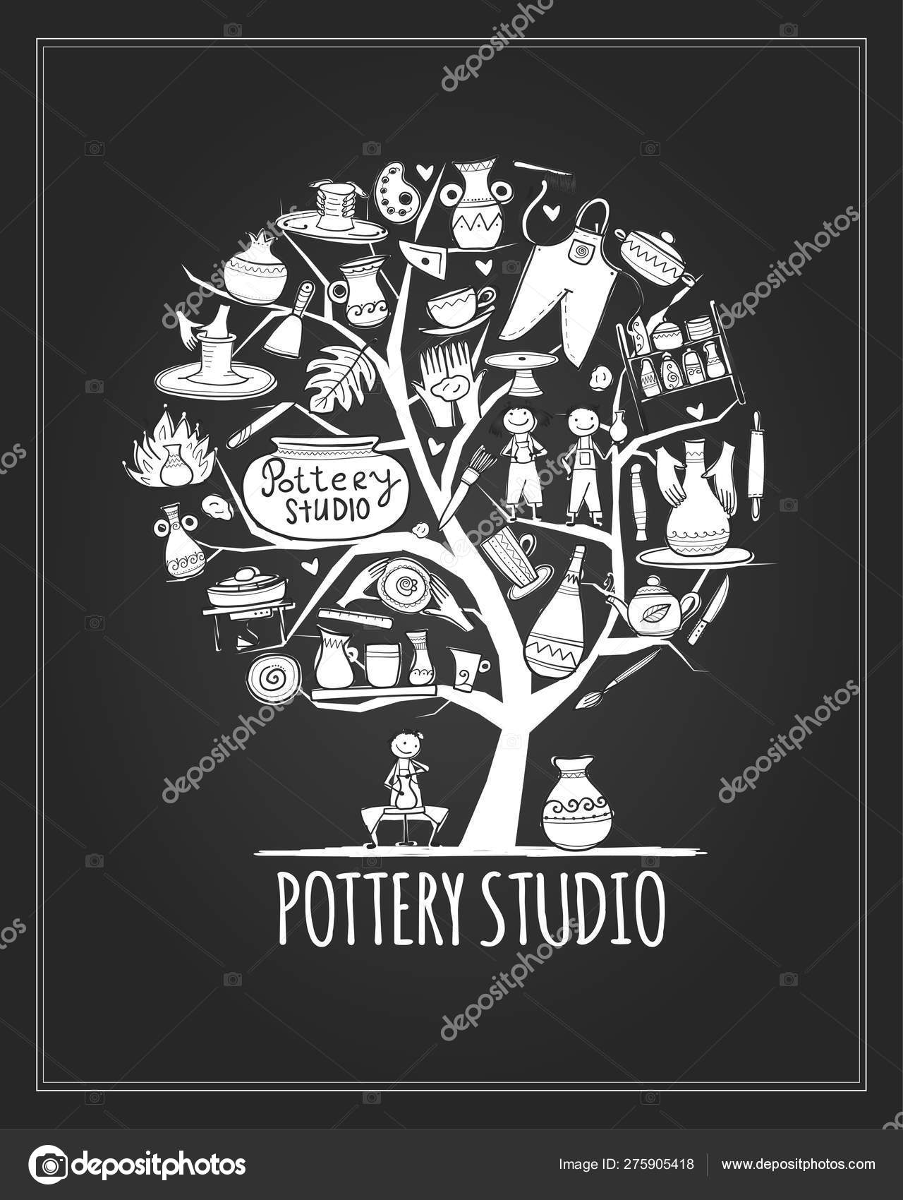 Pottery studio banner, art tree for your design Stock Vector by ...