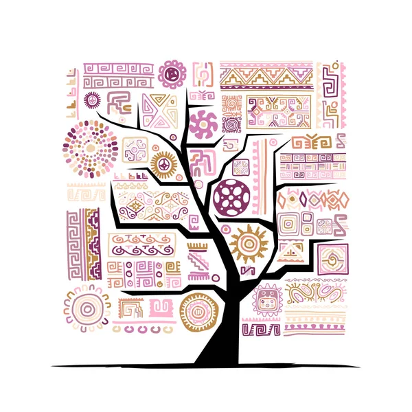 Ethnic tree with handmade ornament for your design Stock Vector Image ...