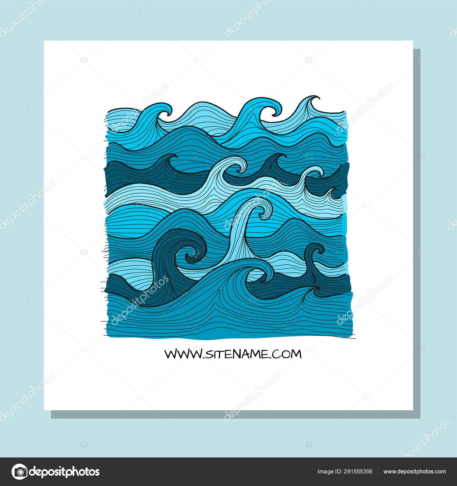 Book cover design. Sea waves background Stock Illustration by ...