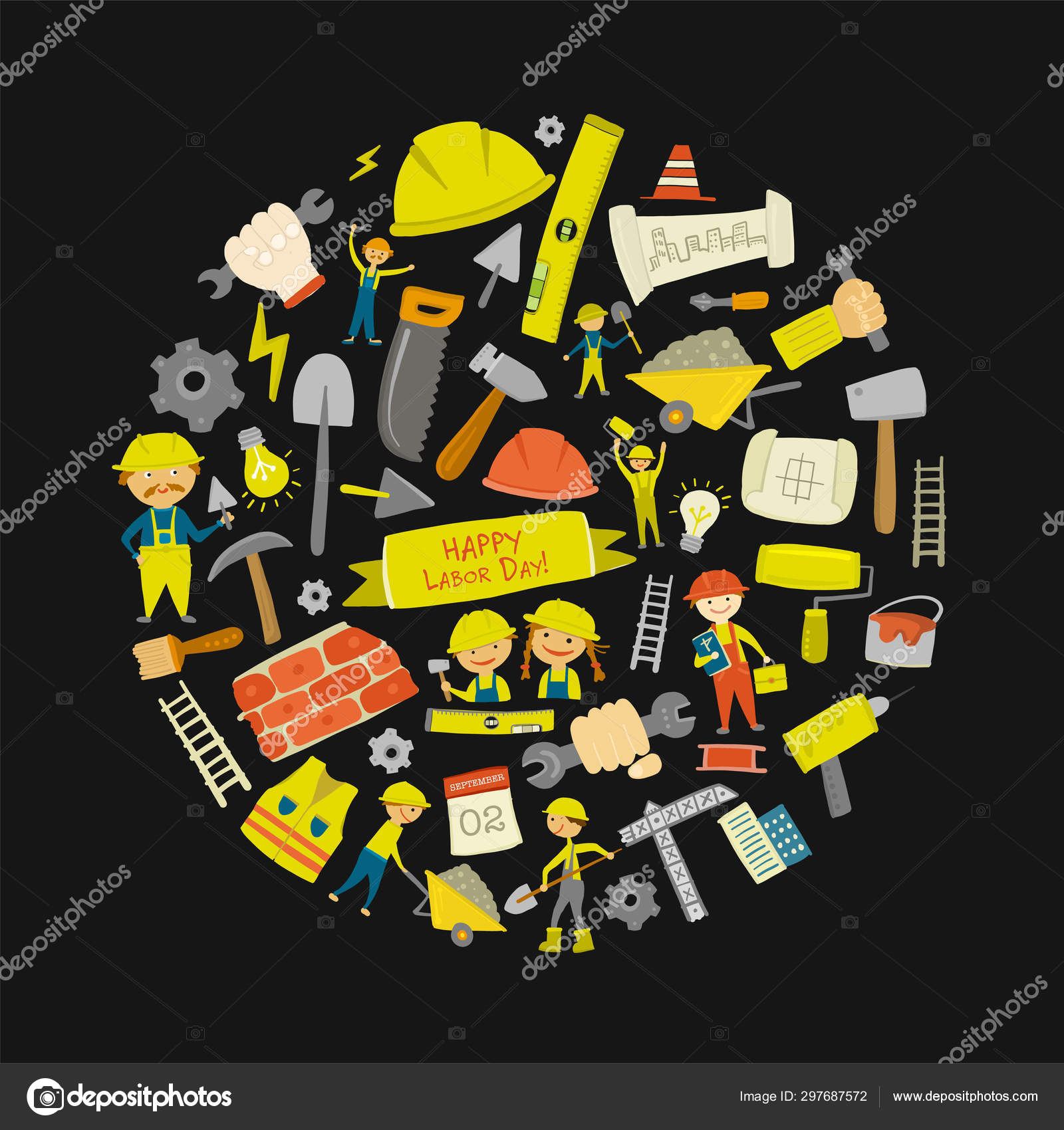 Día de los constructores. Tarjeta de felicitación para su diseño Vector ...