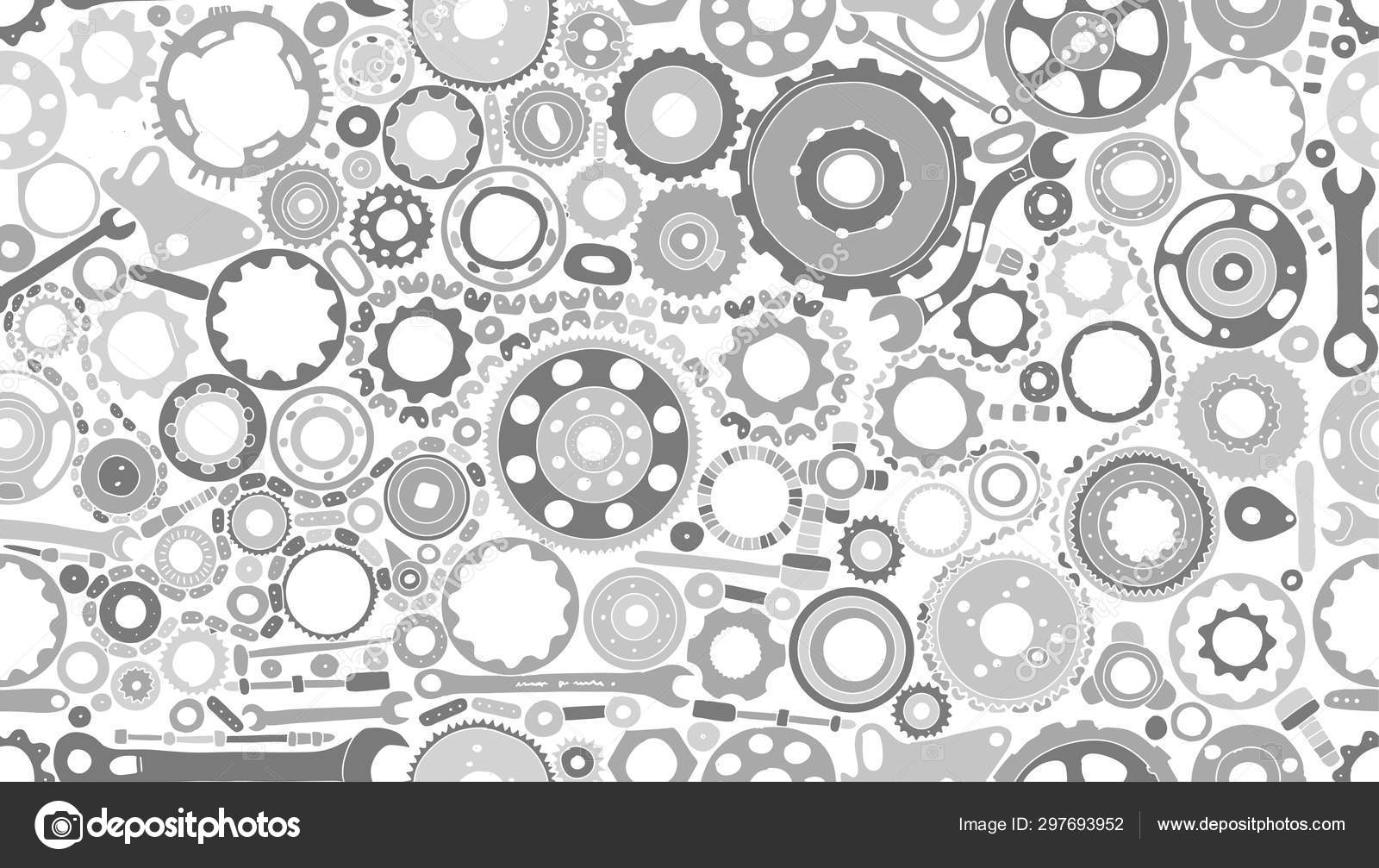 Auto spare parts and gears, seamless pattern for your design Stock ...