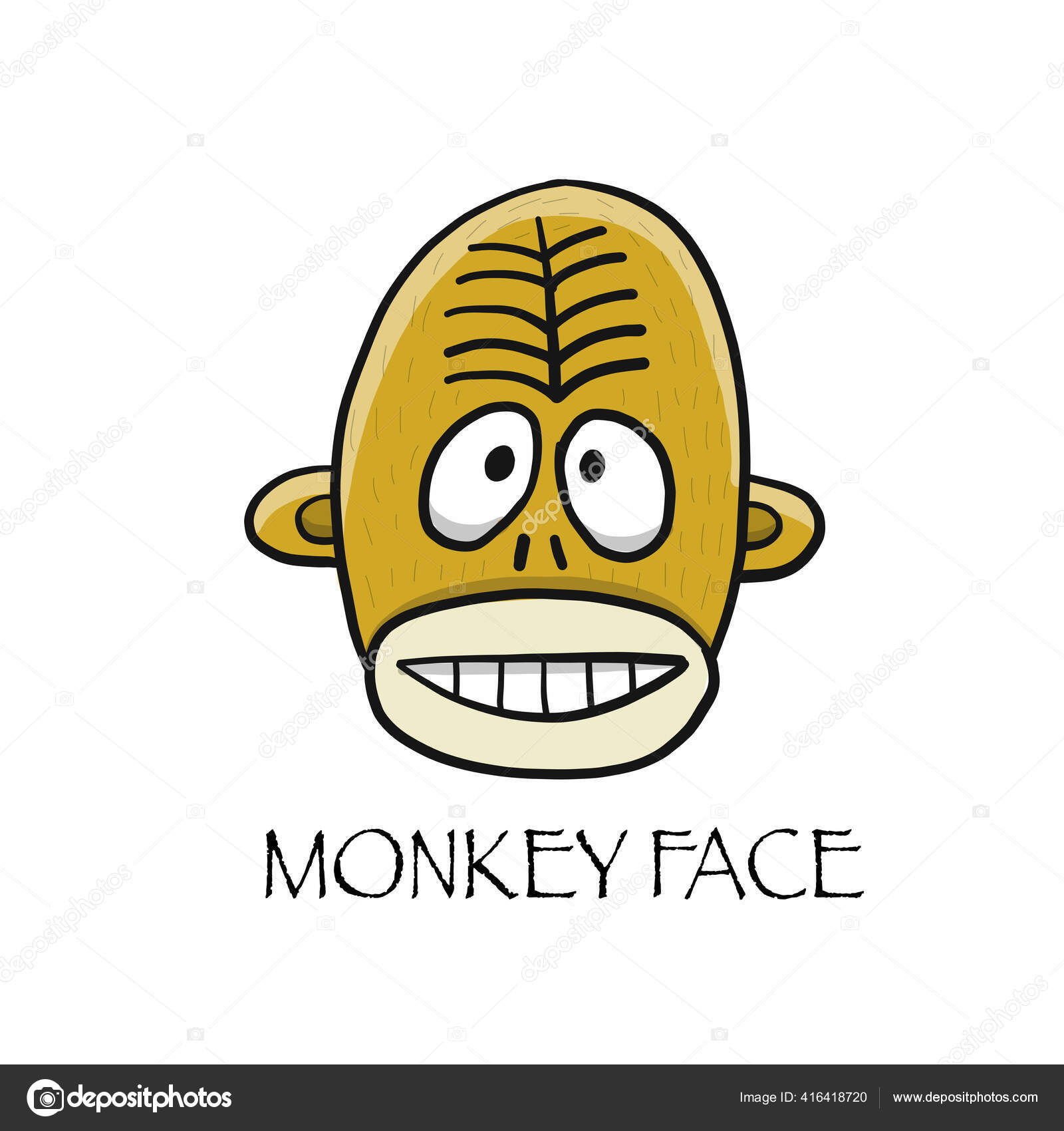 Cara de mono graciosa. Boceto para tu diseño. Estilo infantil Vector de ...