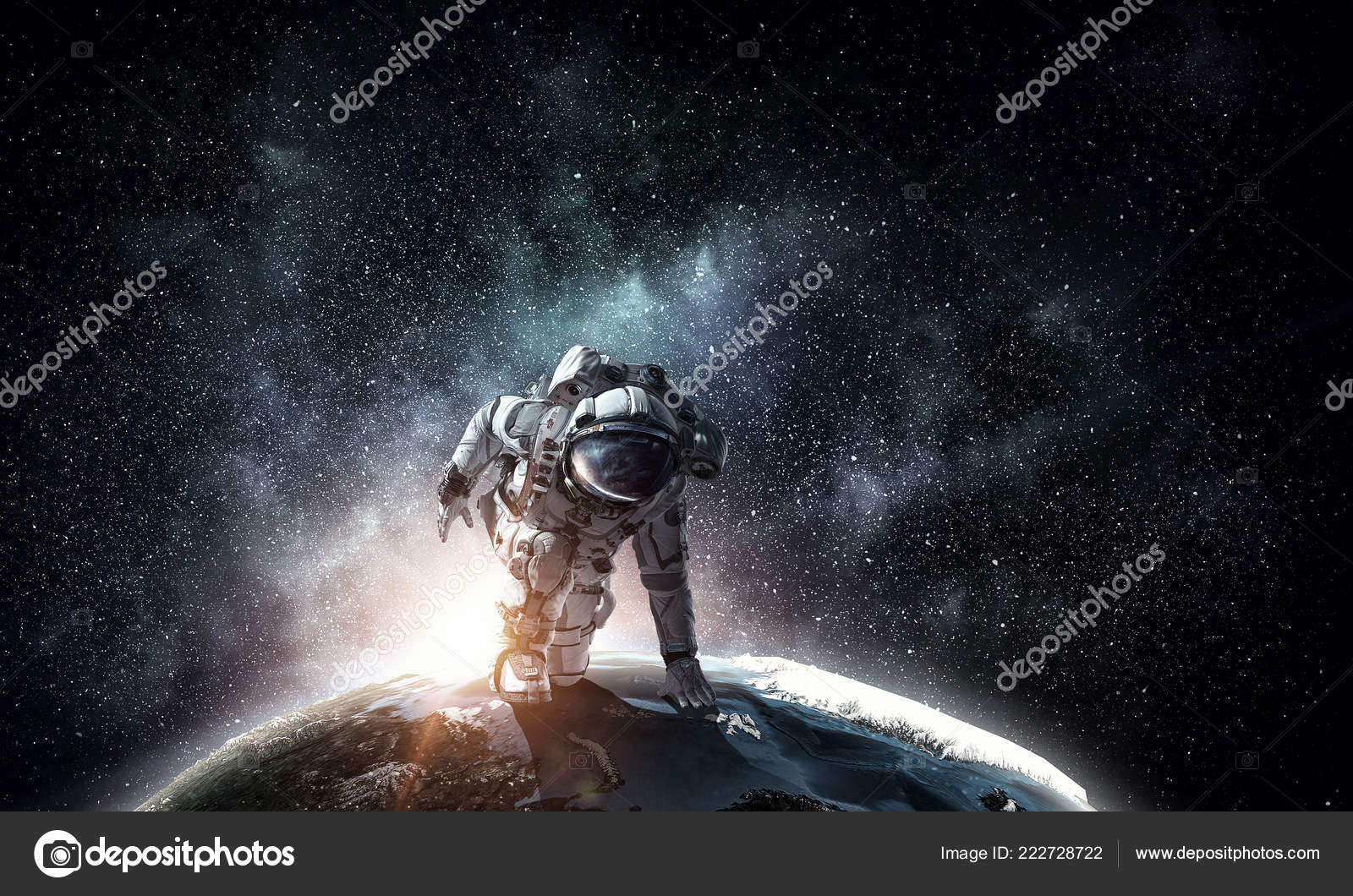 Astronaut starting to run. Mixed media Stock Illustration by ...