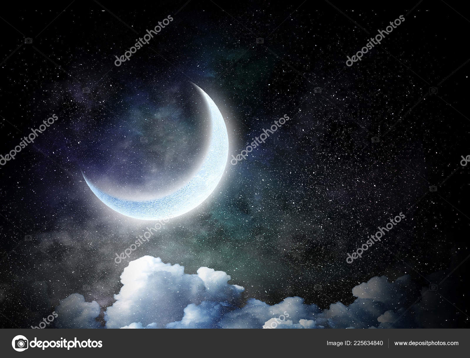 Romantic moon in sky Stock Photo by ©SergeyNivens 225634840