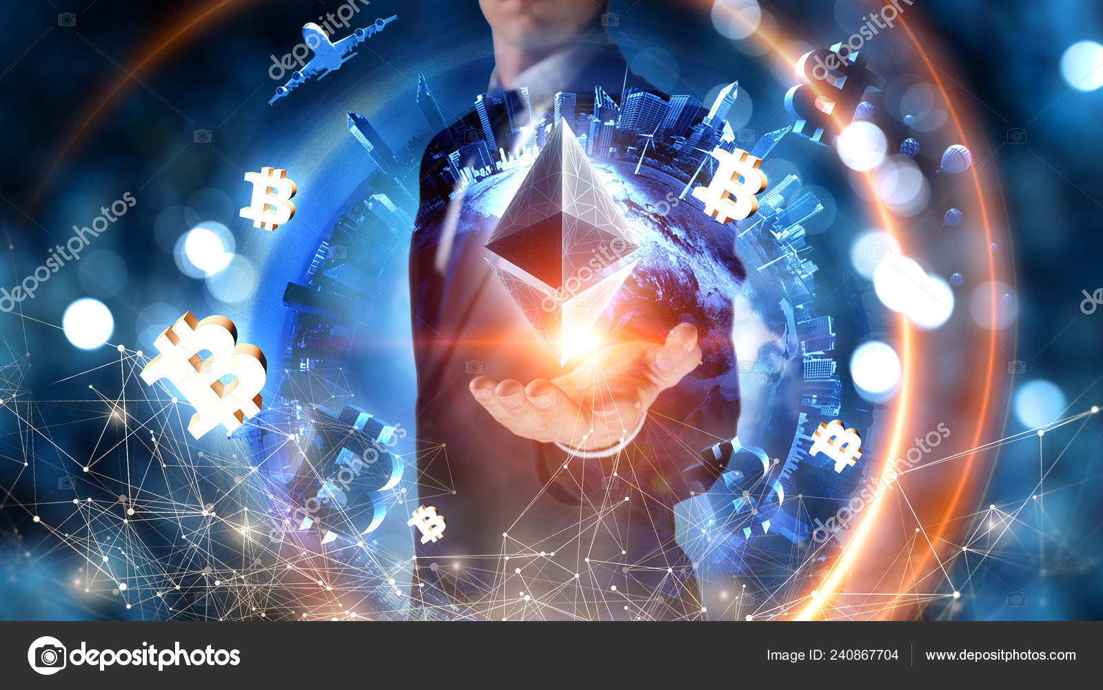 Ethereum symbol and connection lines – Stock Editorial Photo © SergeyNivens #240867704