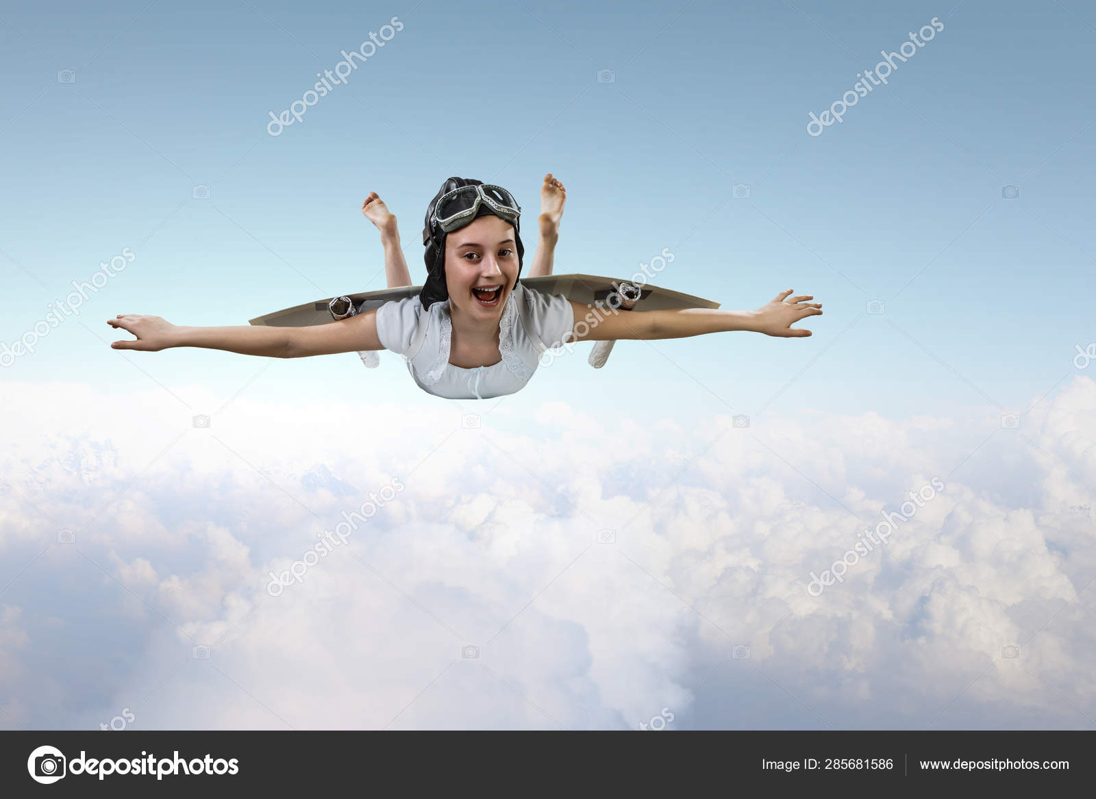 Fly with self-made plane wing Stock Photo by ©SergeyNivens 285681586