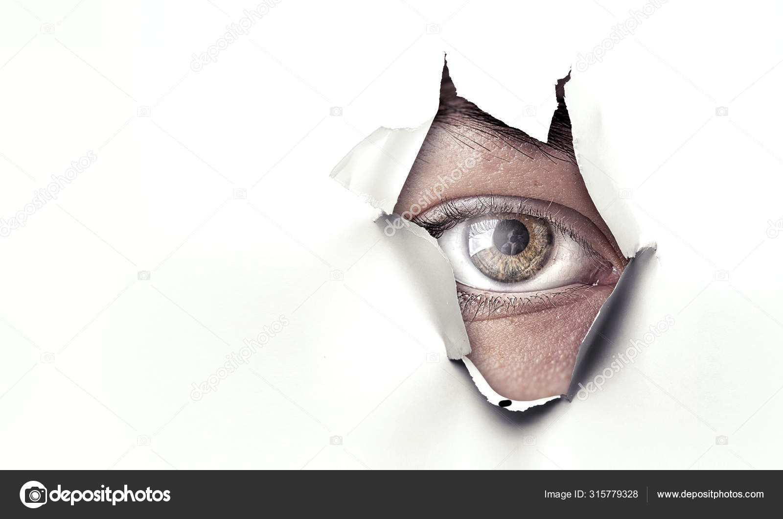 Eye peeping through hole. Mixed media — Stock Photo © SergeyNivens ...