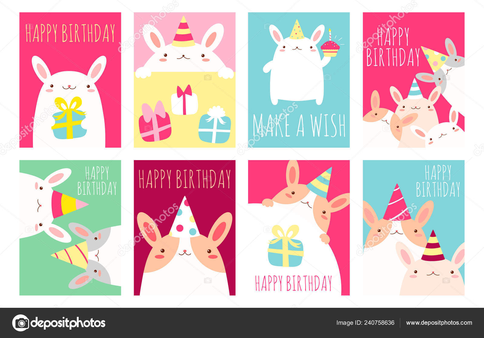 Collection Birthday Banner Background Flyer Sticker Placard Cute ...