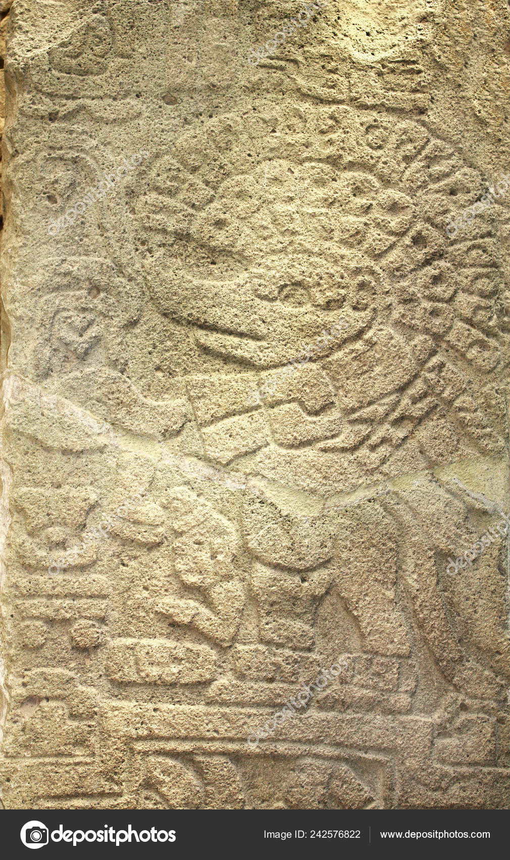 Bas Relief Carving Mayan God Pre Columbian Maya Civilization Mexico ...