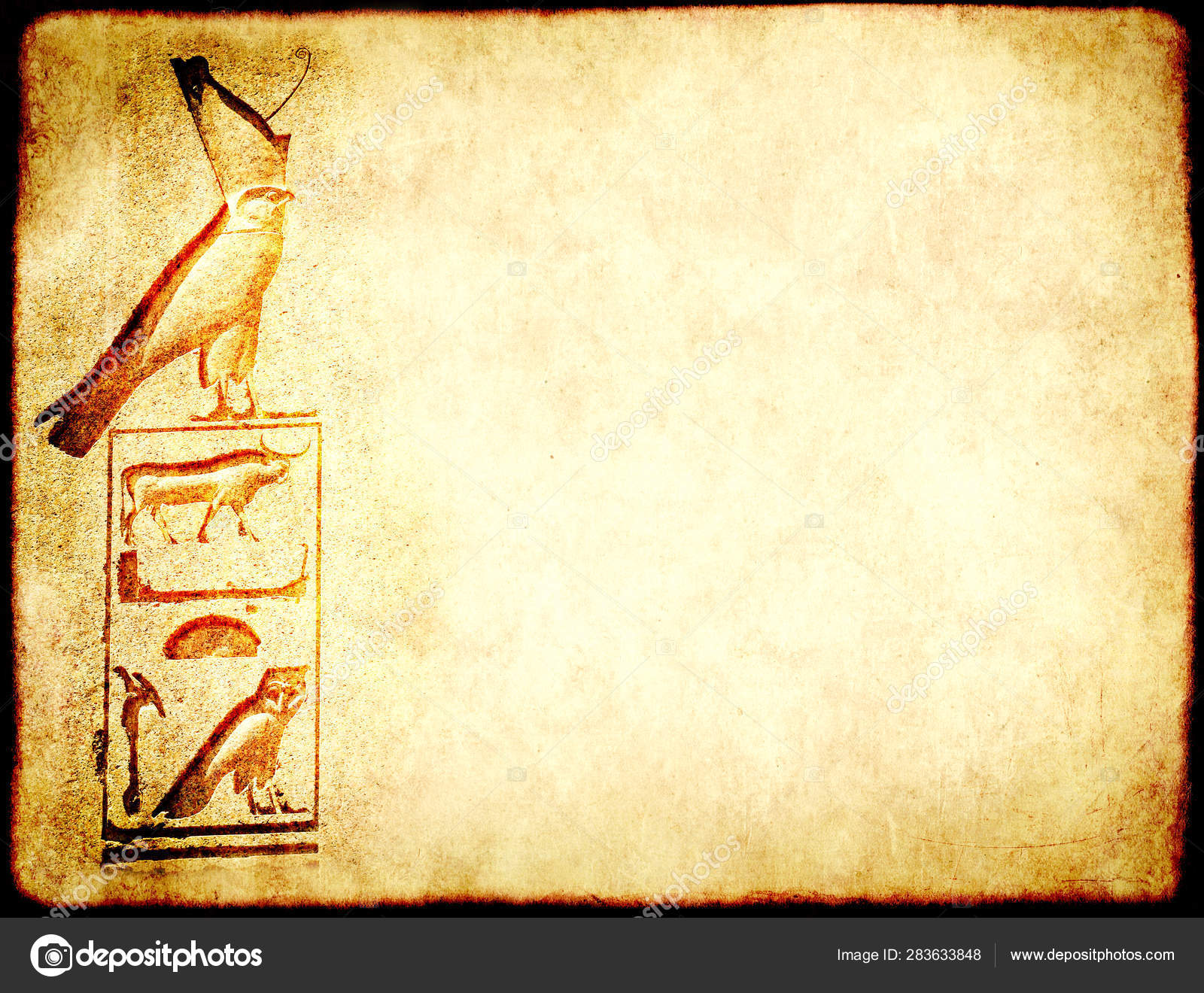 Grunge background with paper texture and detail of ancient egypt ...