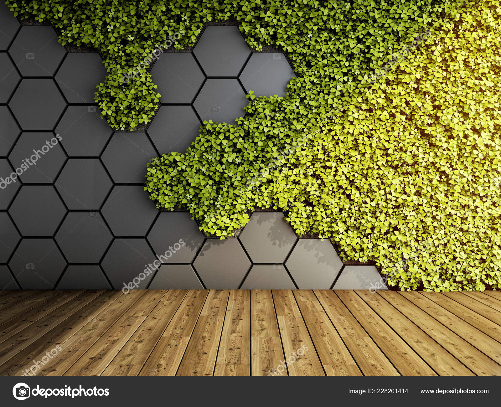 Wall Modern Interior Vertical Green Garden Illustration ⬇ Stock Photo ...
