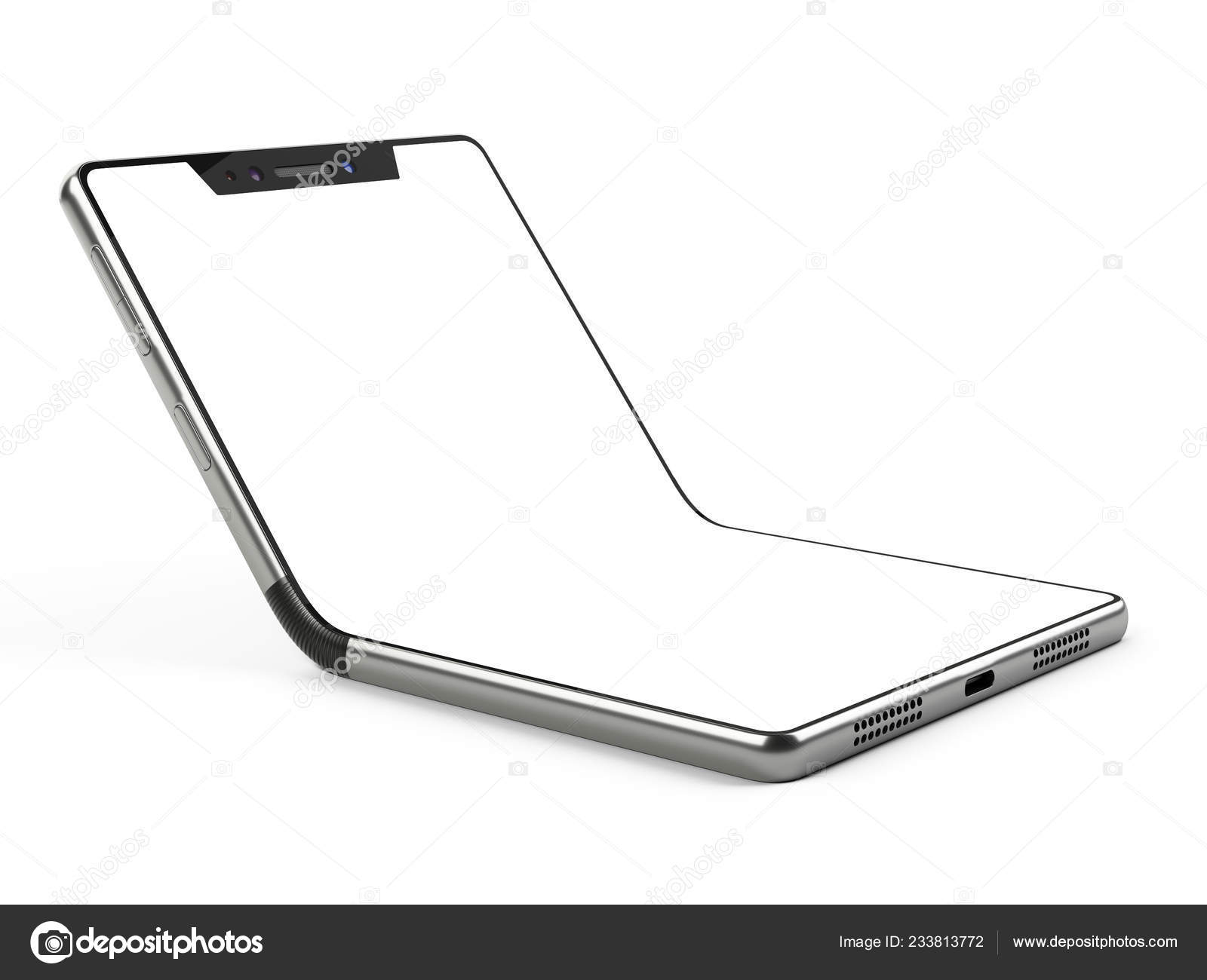 Flexible Foldable Smartphone Concept Template White Display ...