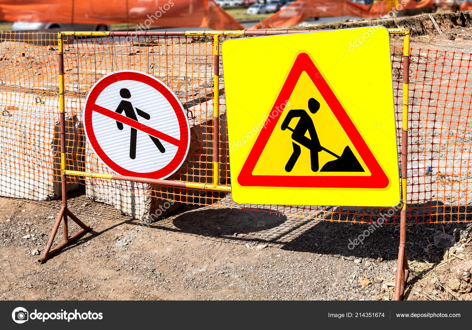 Road Warning Signs Construction Site Stock Photo by ©blinow61 214351674