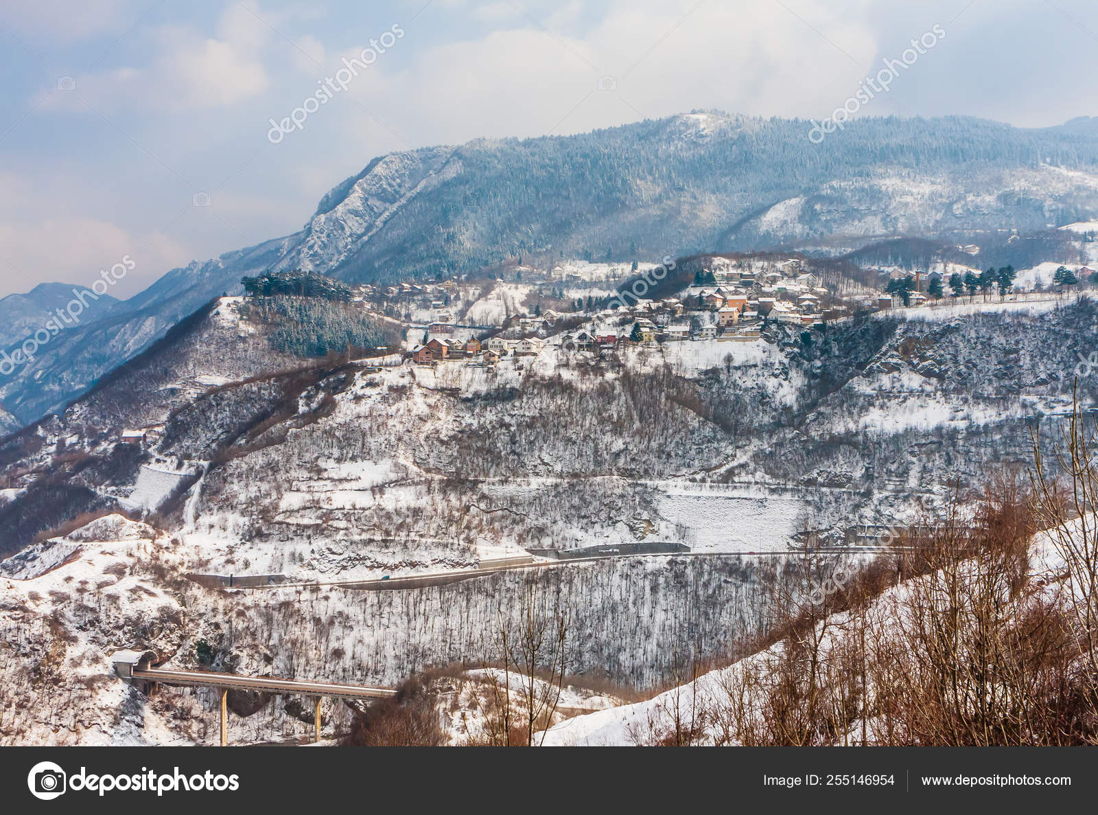 The panoramic landscape of the canyon of the Miljacka river near ...