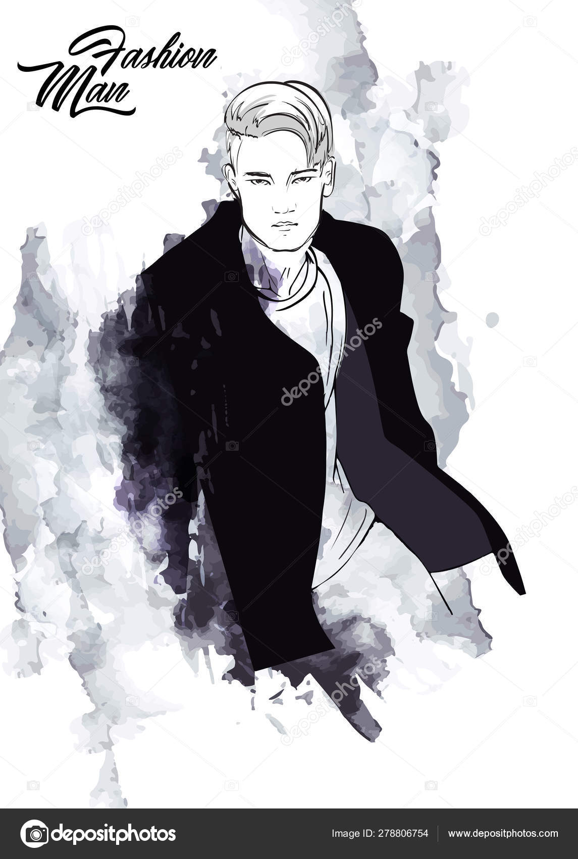 Vector Young Man Models Fashion Sketch Fashion Man In A Jacket