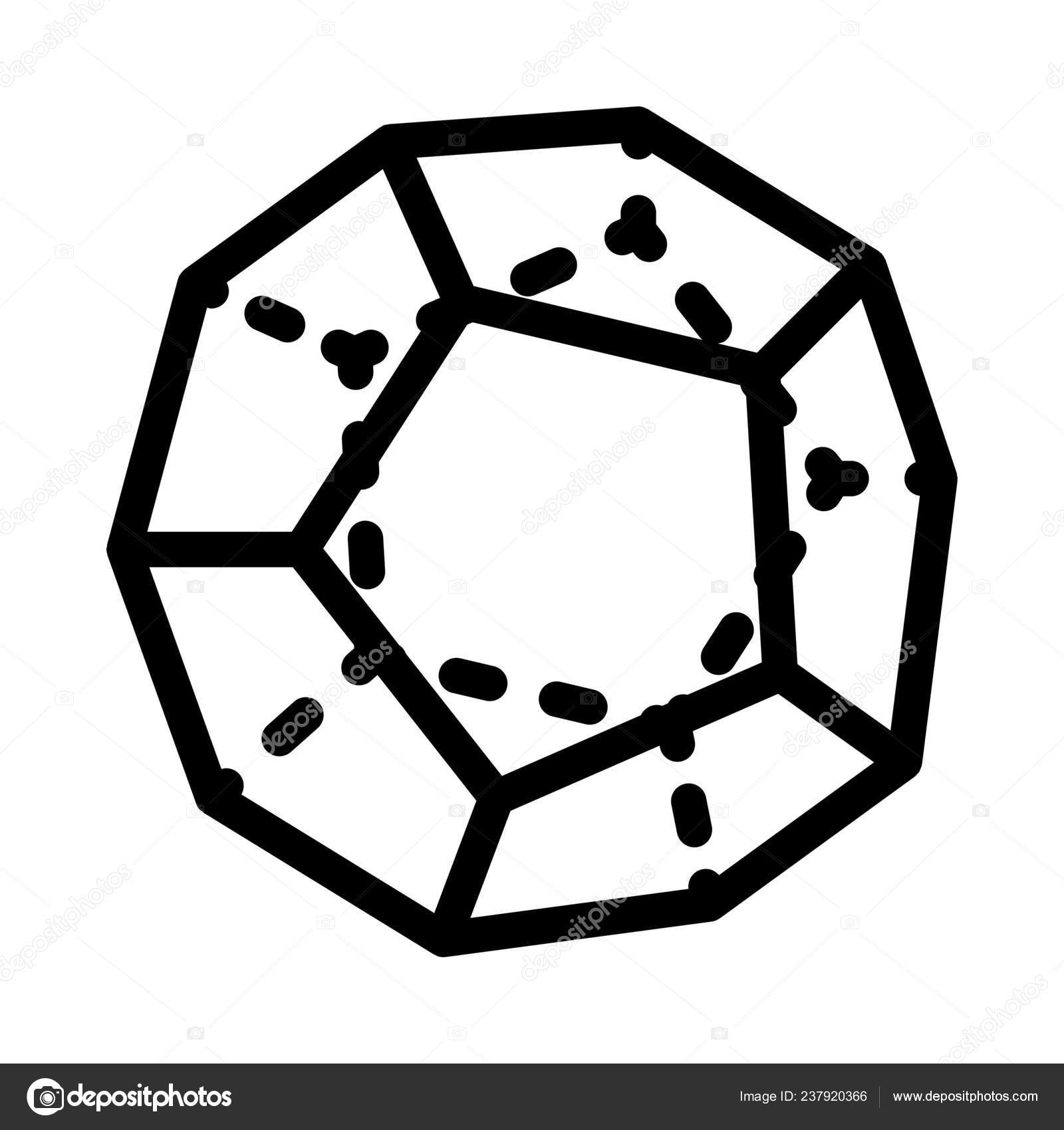 Dodecaedro Icono Vista Isométrica Ilustración Línea Simple Vector de ...