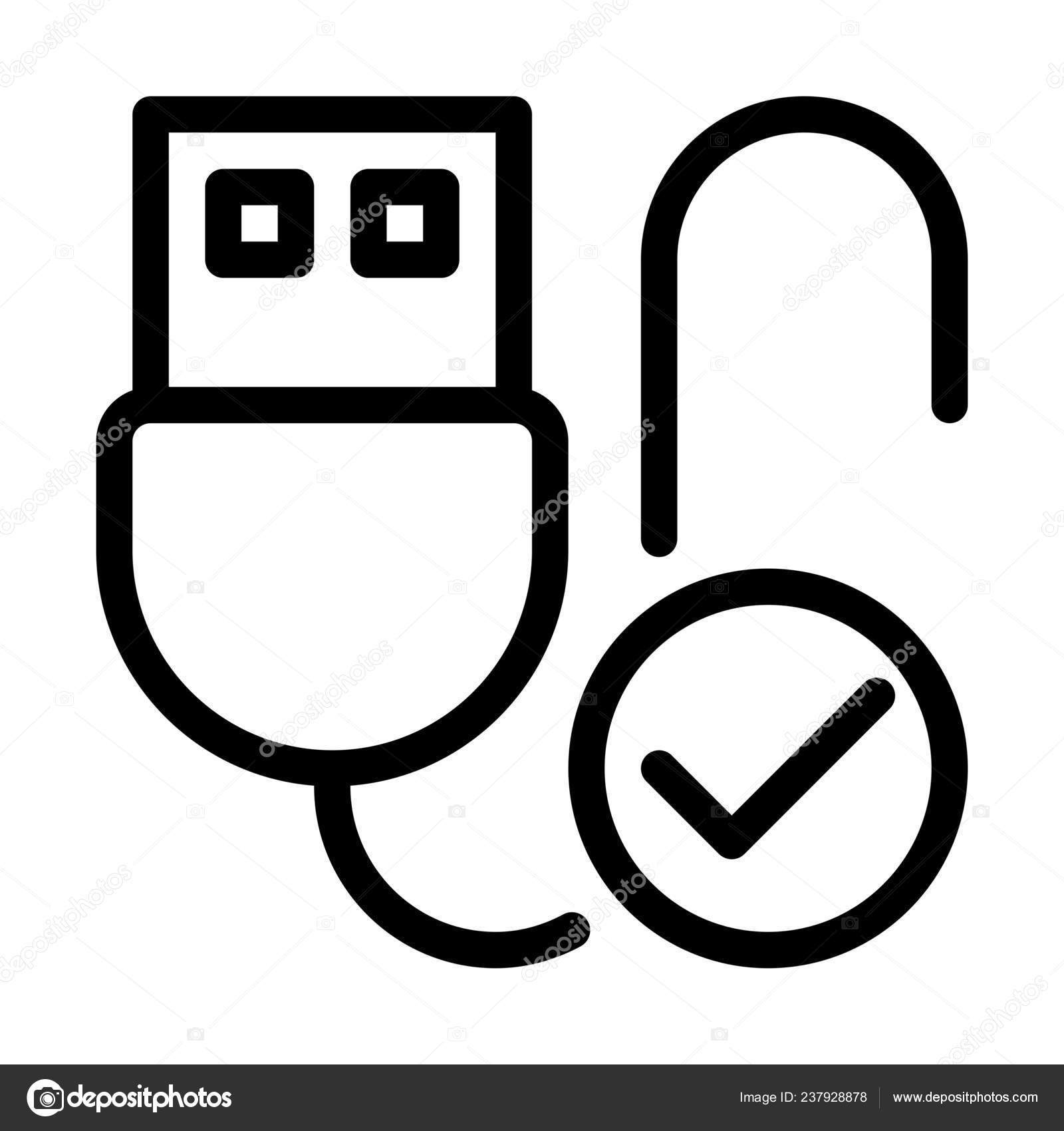 Usb Device Connected Icon Simple Line Illustration Stock Vector Image ...