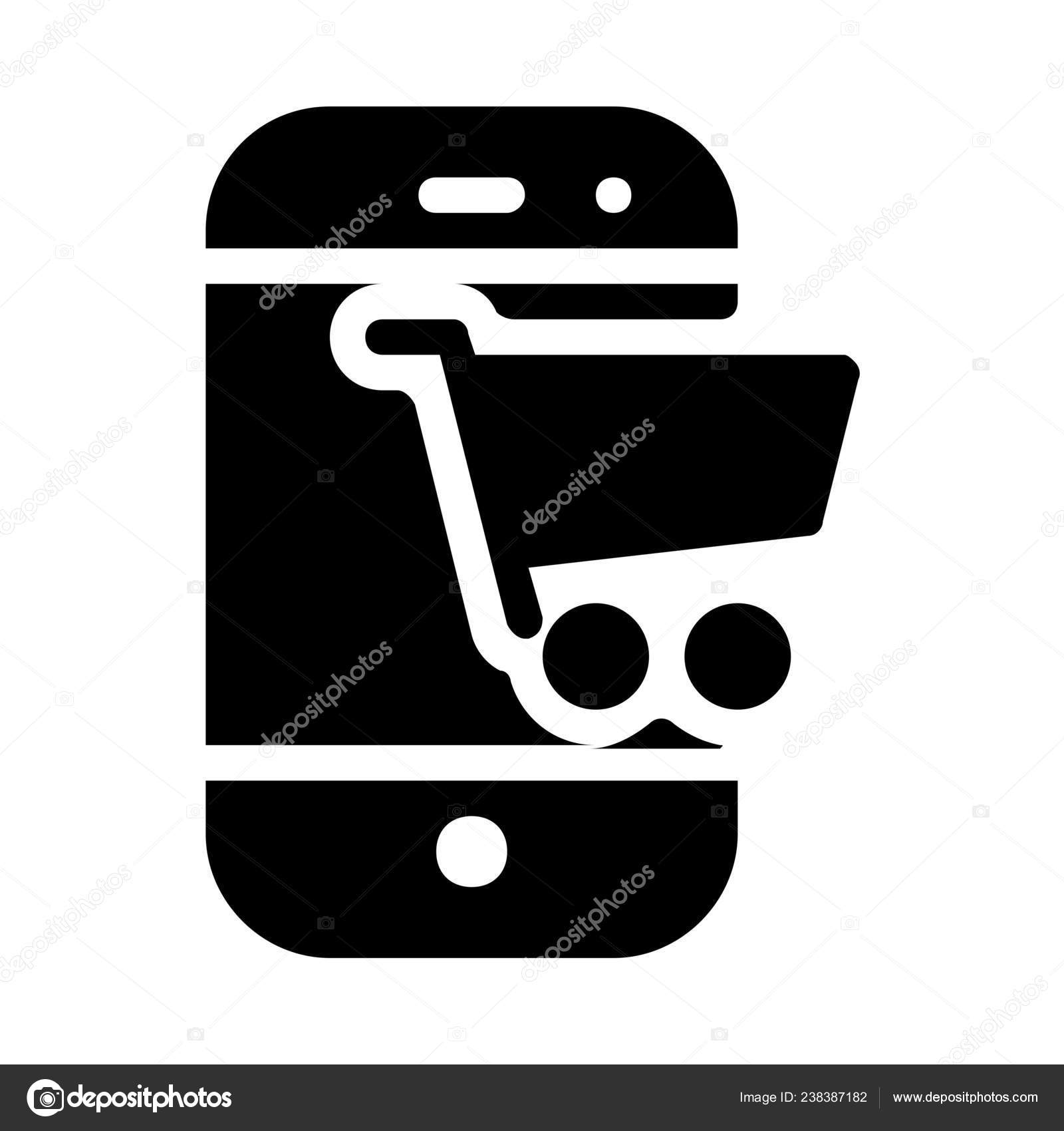 Online Mobile Marketplace Simple Black Line Illustration White ...