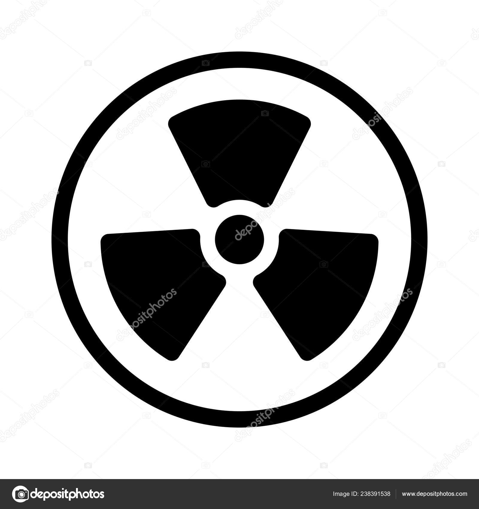 Radioactive Nuclear Sign Simple Black Line Illustration White ...
