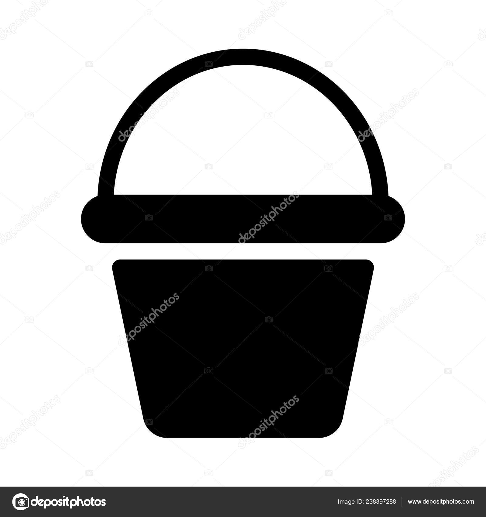 Construction Handle Bucket Simple Black Line Illustration White ...