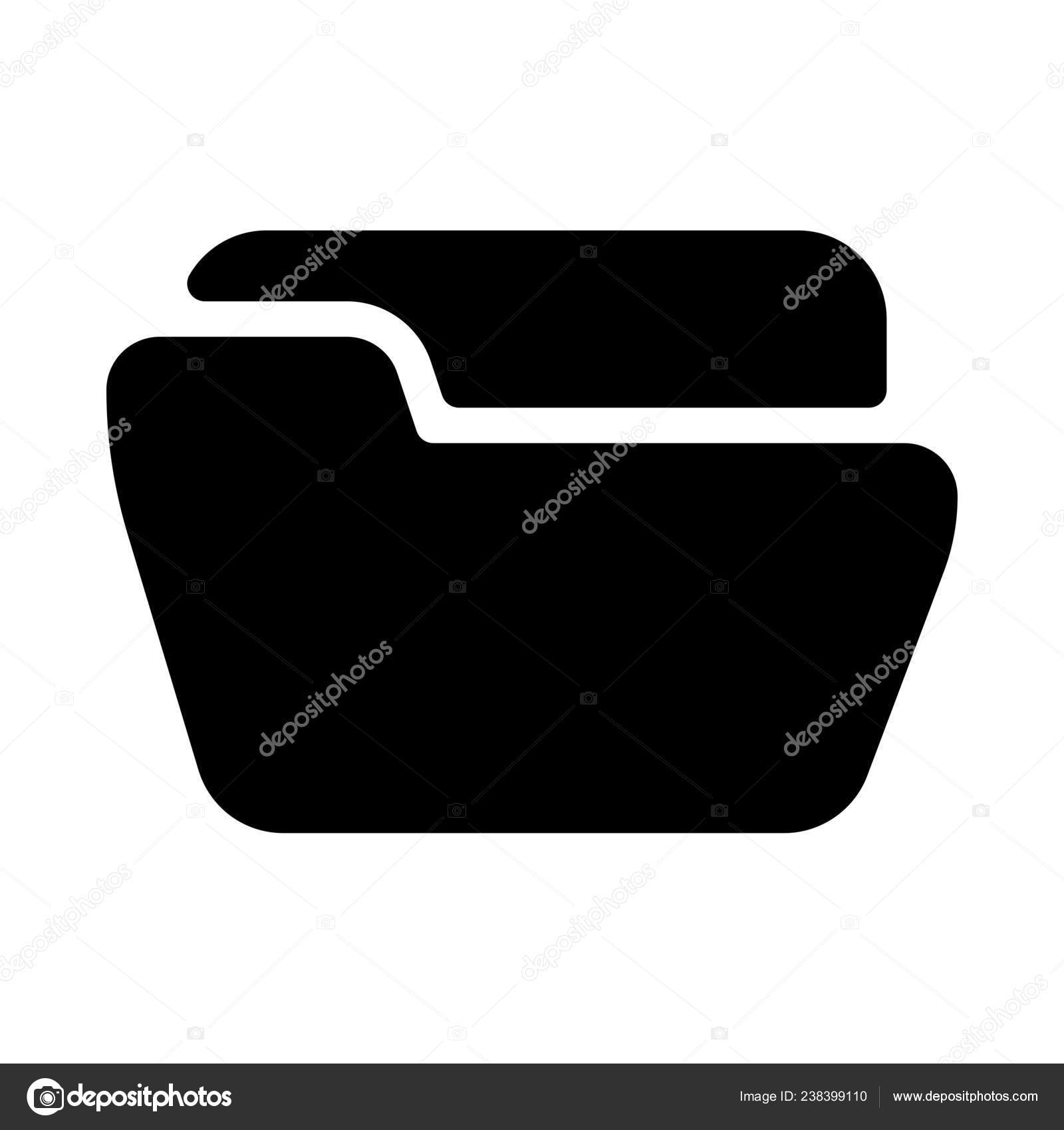 Open File Folder Simple Black Line Illustration White Background Stock ...