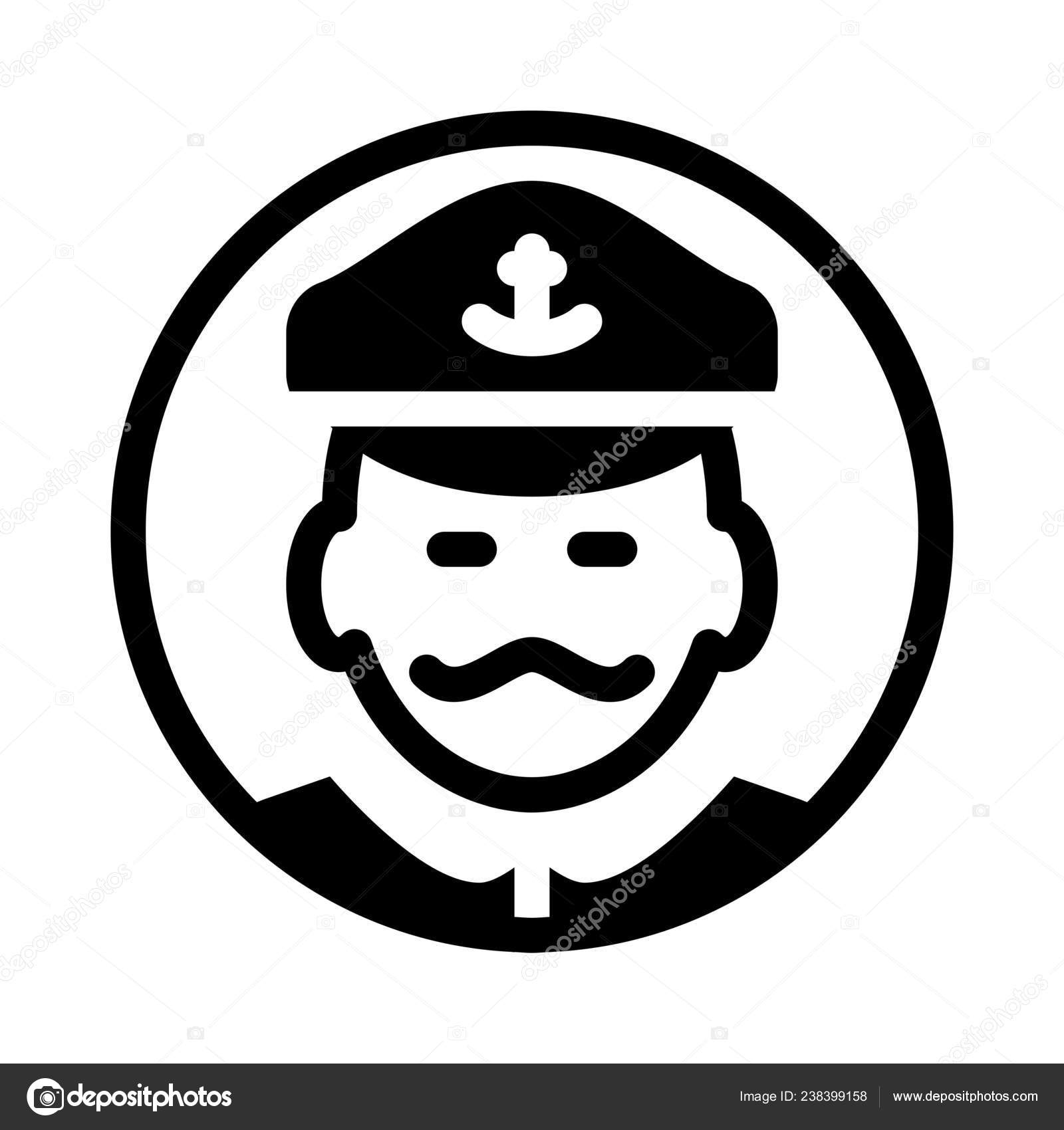 Captain Simple Black Line Illustration White Background Stock Vector by ...