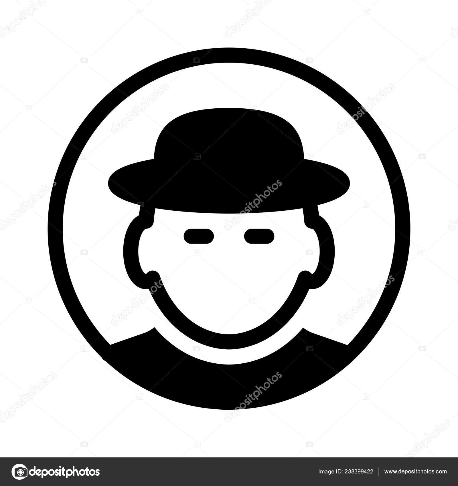 Man Hat Simple Black Line Illustration White Background Stock Vector ...