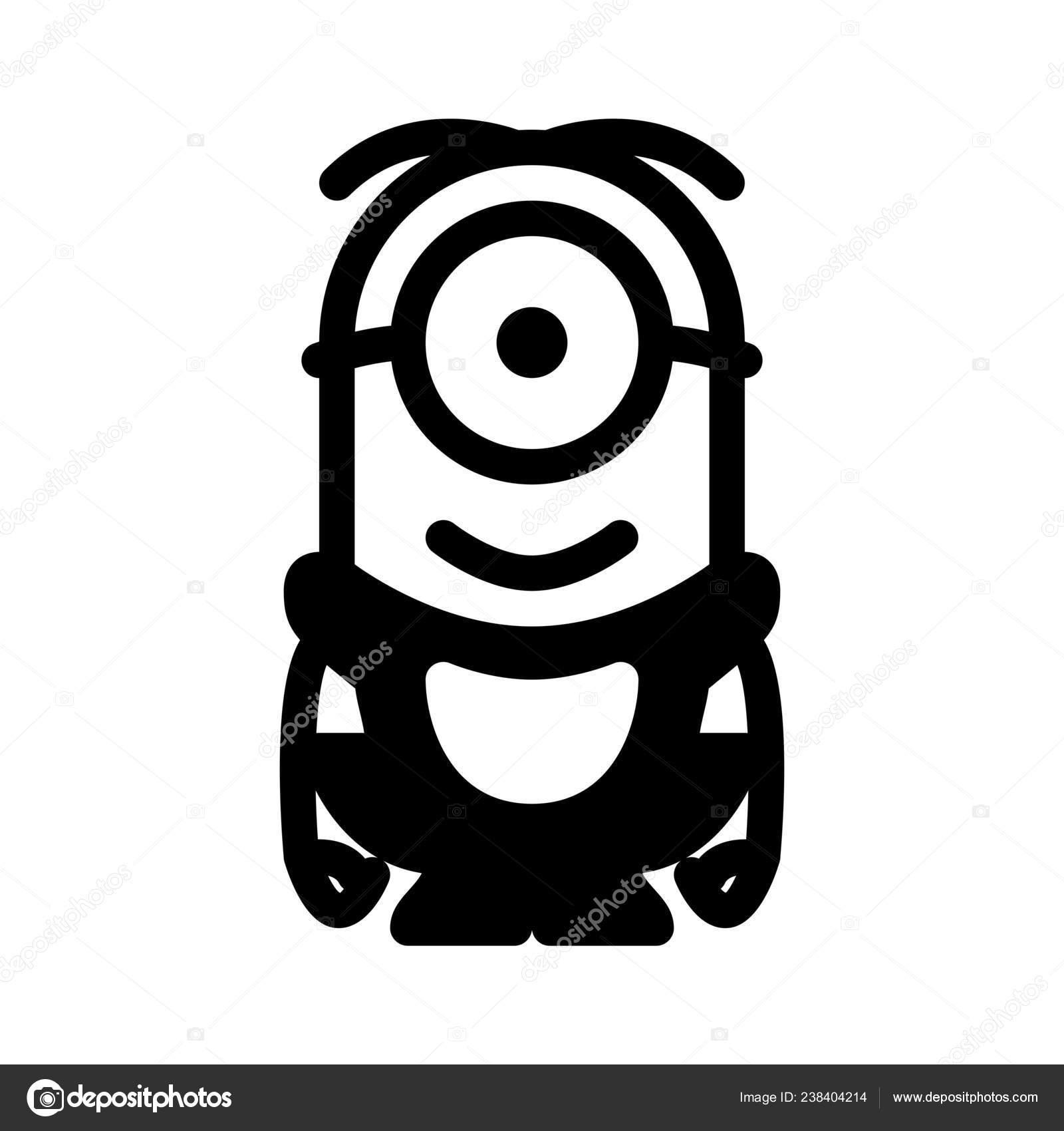 One Eye Monster Simple Black Line Illustration White Background Stock ...