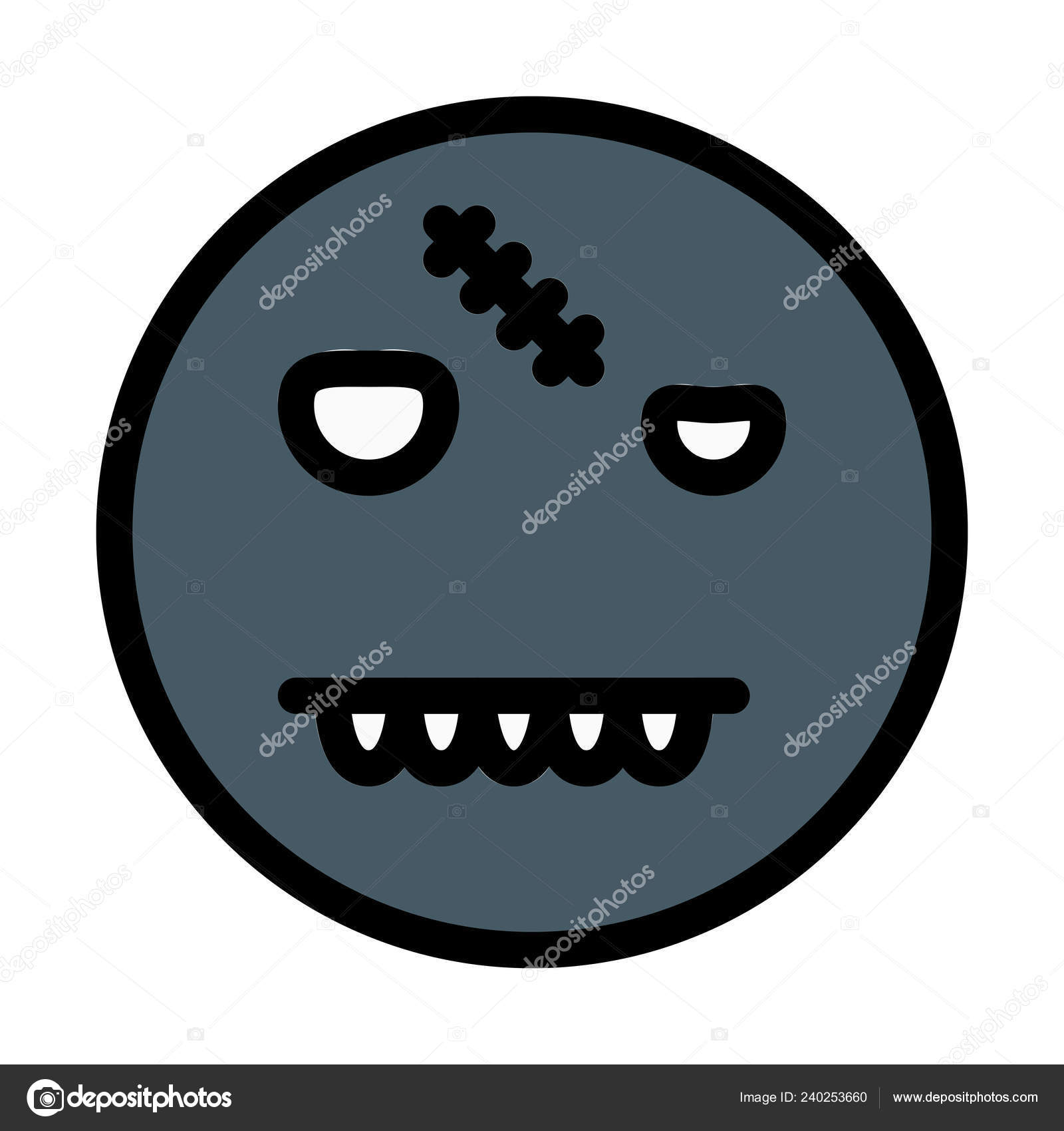 Zombie Spooky Emoticon Isolated White Background Stock Vector by ...