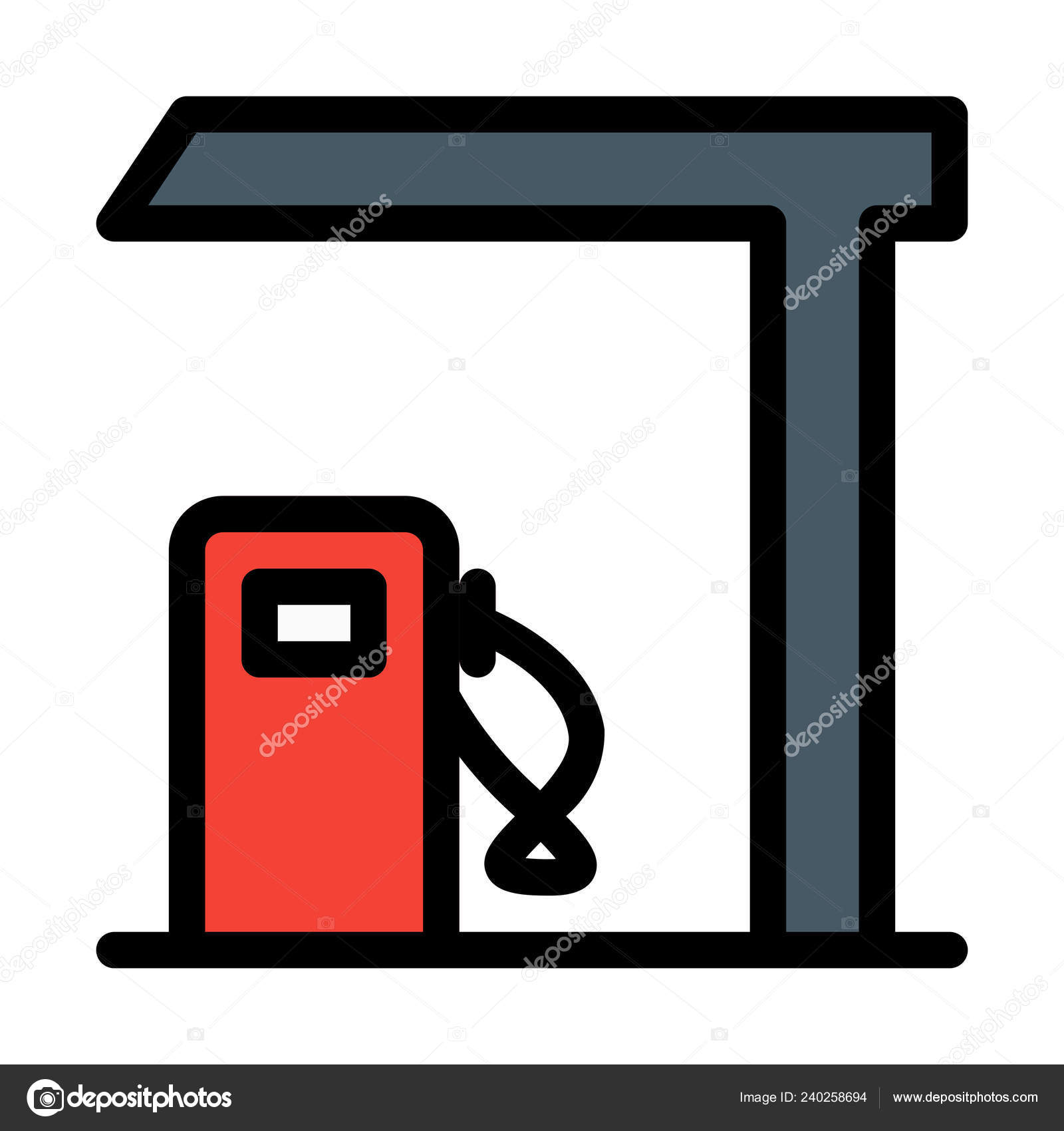 Ilustrasi Vektor Stasiun Bahan Bakar Pada Latar Belakang Putih Vektor ...