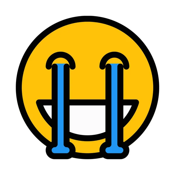 Laugh Out Loud Emoticon Simple Black Line Illustration White Background ...