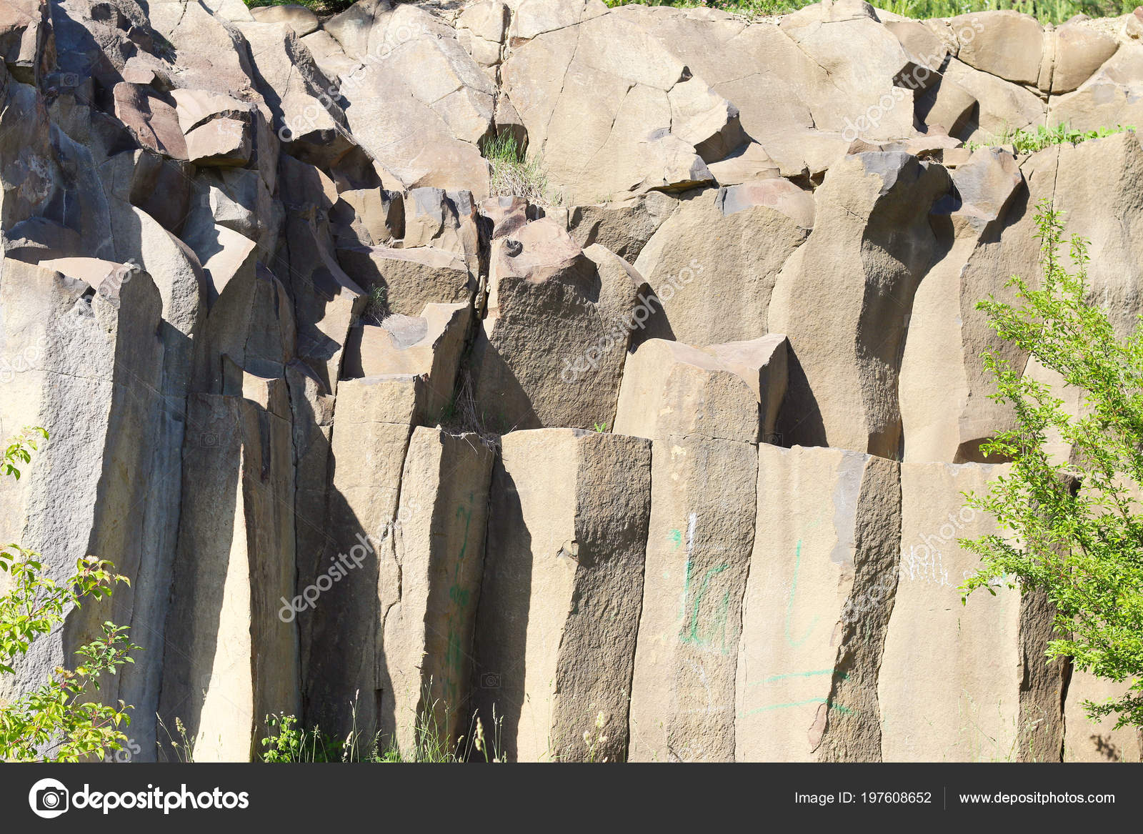 Basalt Columns Landscape Rock Background Ukraine Stock Photo by ...