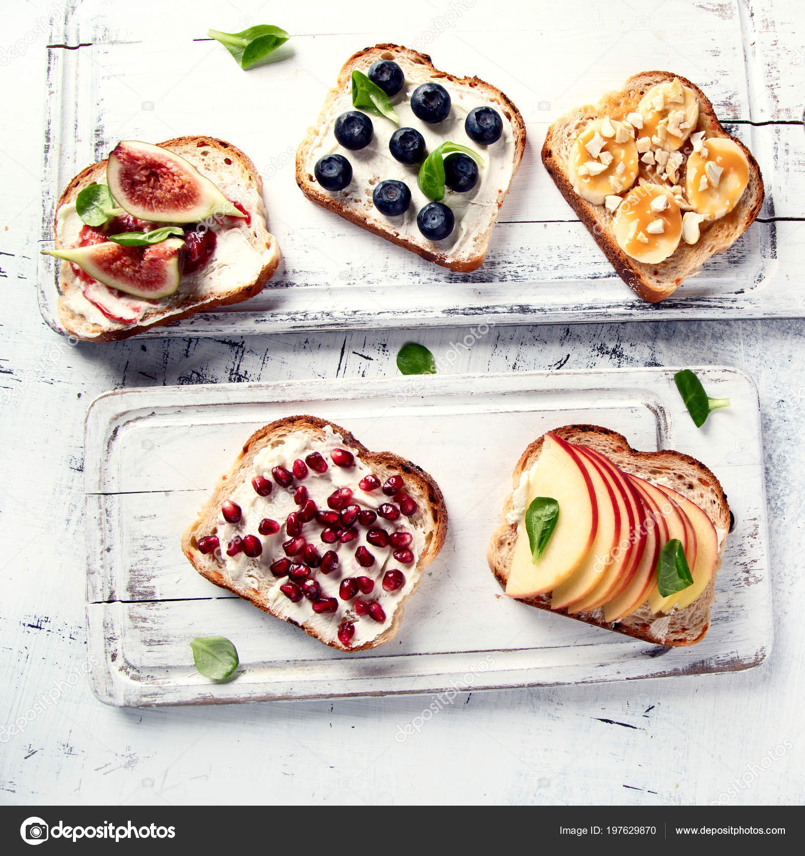 Top View Healthy Summer Toasts Breakfast Stock Photo by ©bit245 197629870