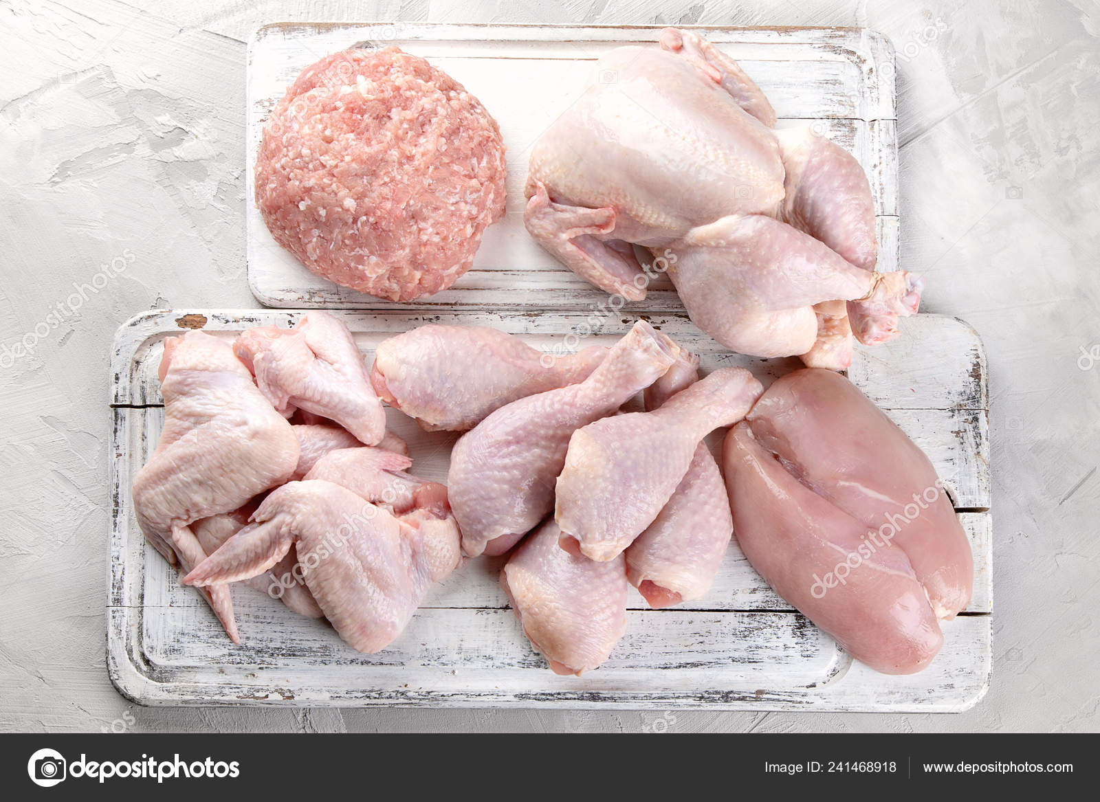Different Types Raw Chicken Meat Healthy Diet Eating Top View Stock ...