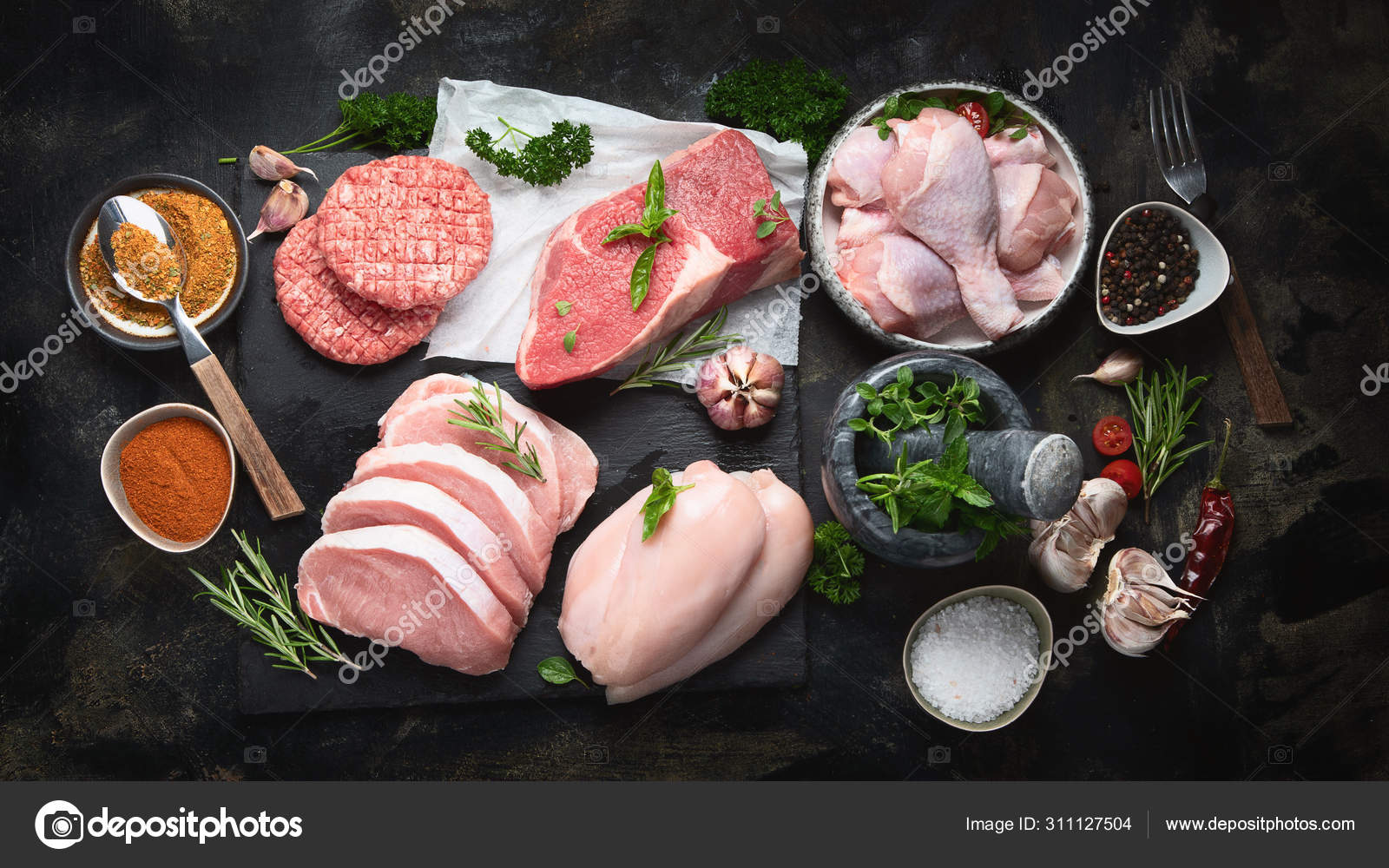 Different types of raw meat Stock Photo by ©bit245 311127504