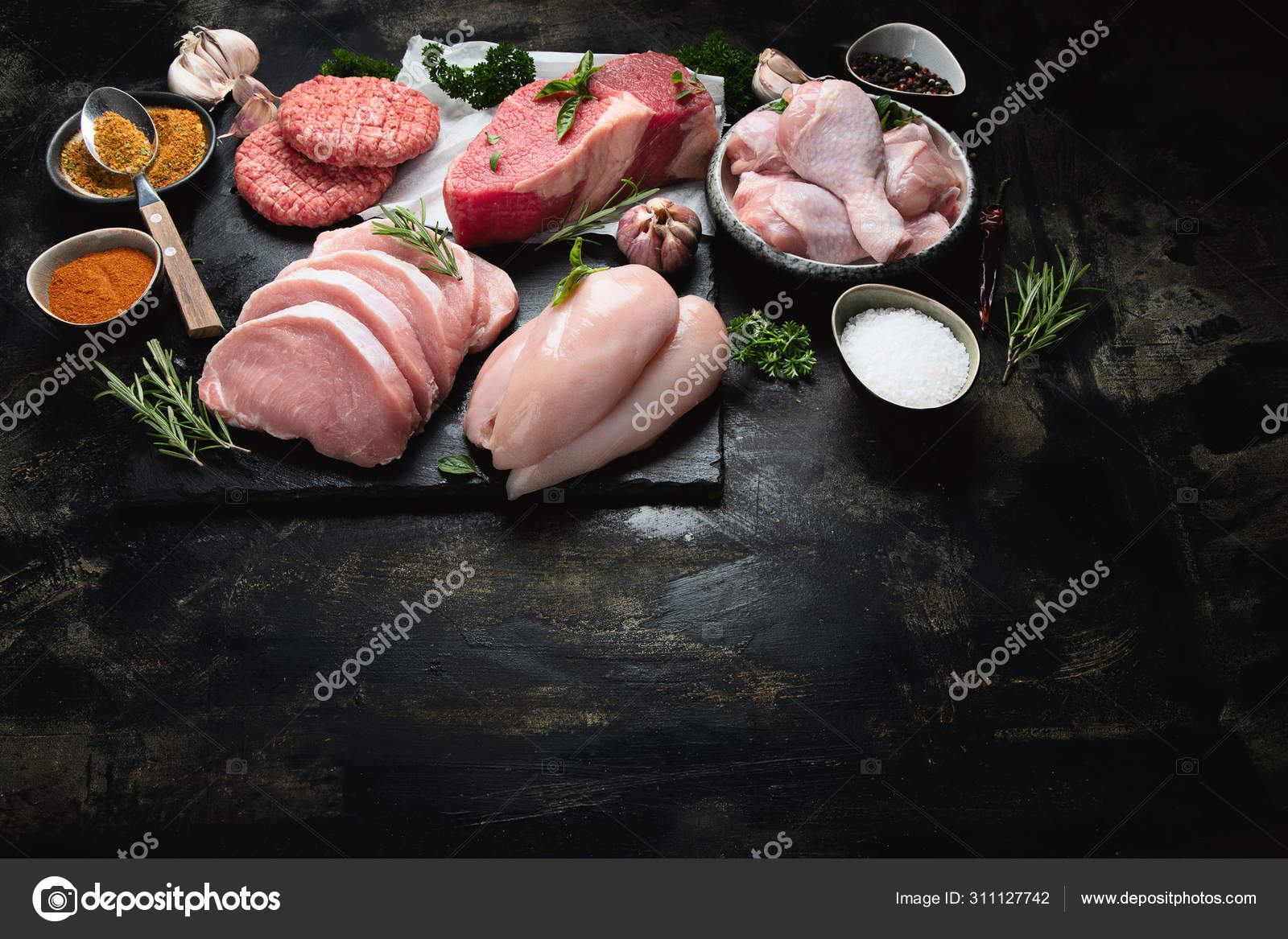 Different types of raw meat — Stock Photo © bit245 #311127742