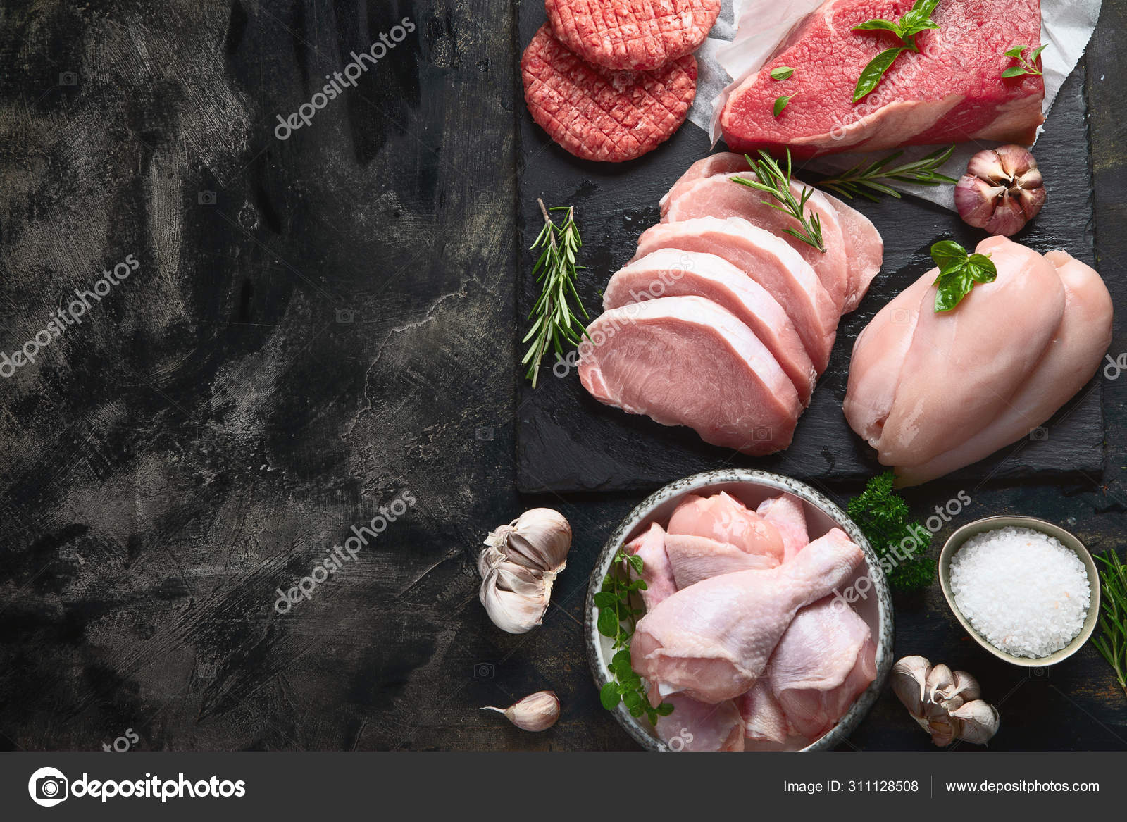 Different types of raw meat Stock Photo by ©bit245 311128508