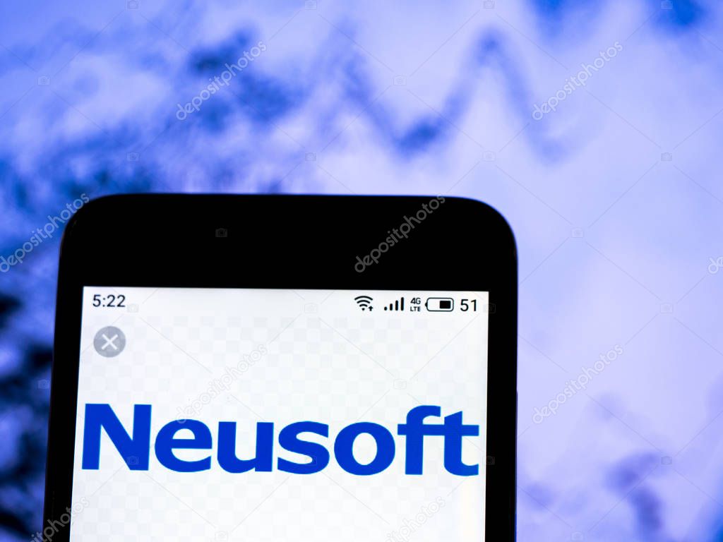 En esta ilustración de la foto se ve el logotipo de Neusoft Corporation ...