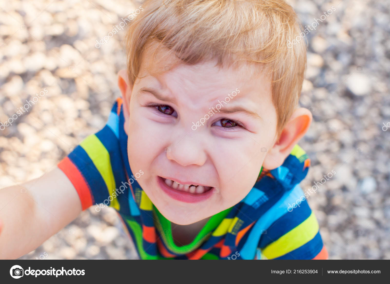 Emotional crying baby face, close up kid — Stock Photo © oksixx #216253904