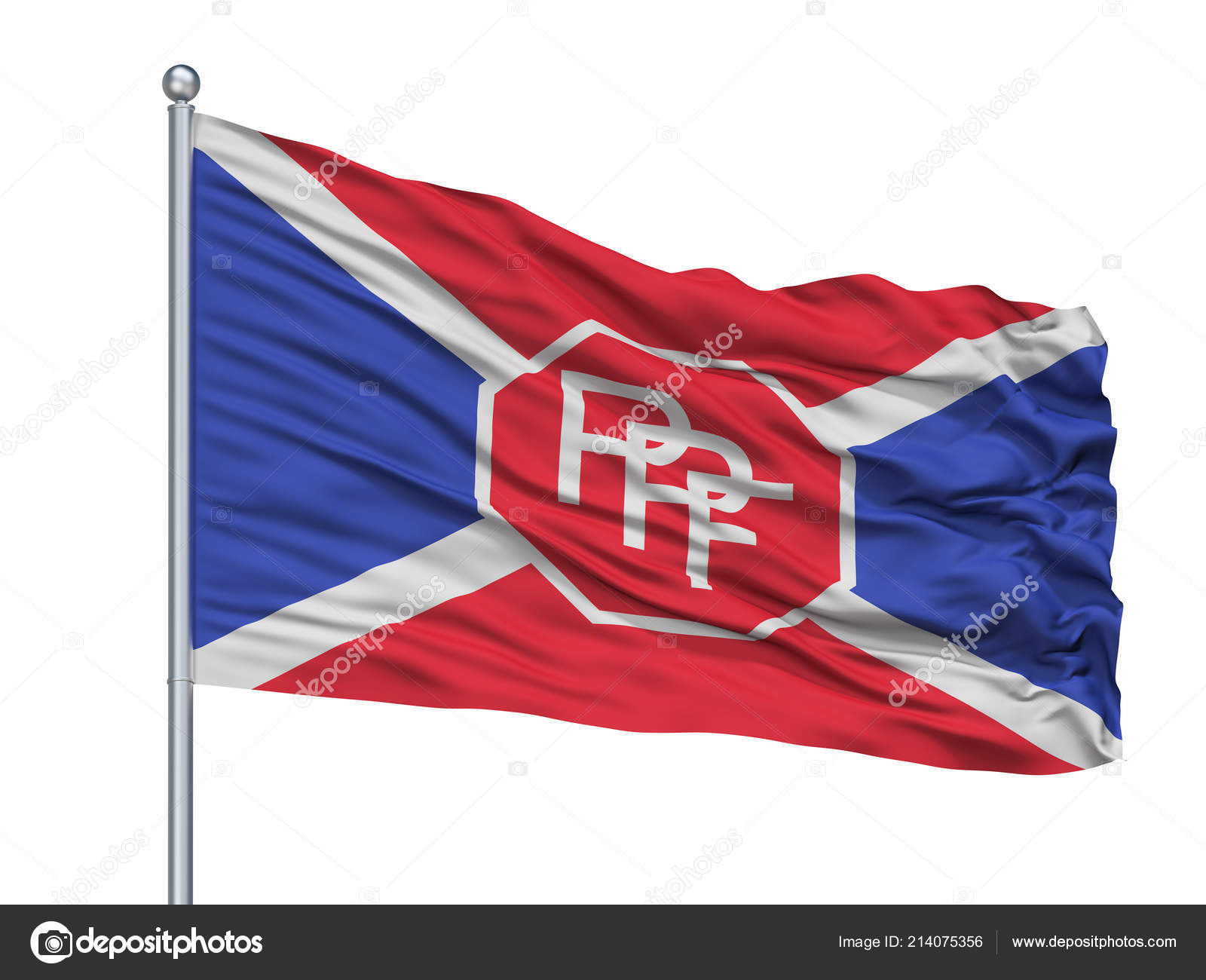 Ppf Flag Flagpole Isolated White Background Rendering — Stock Photo ...