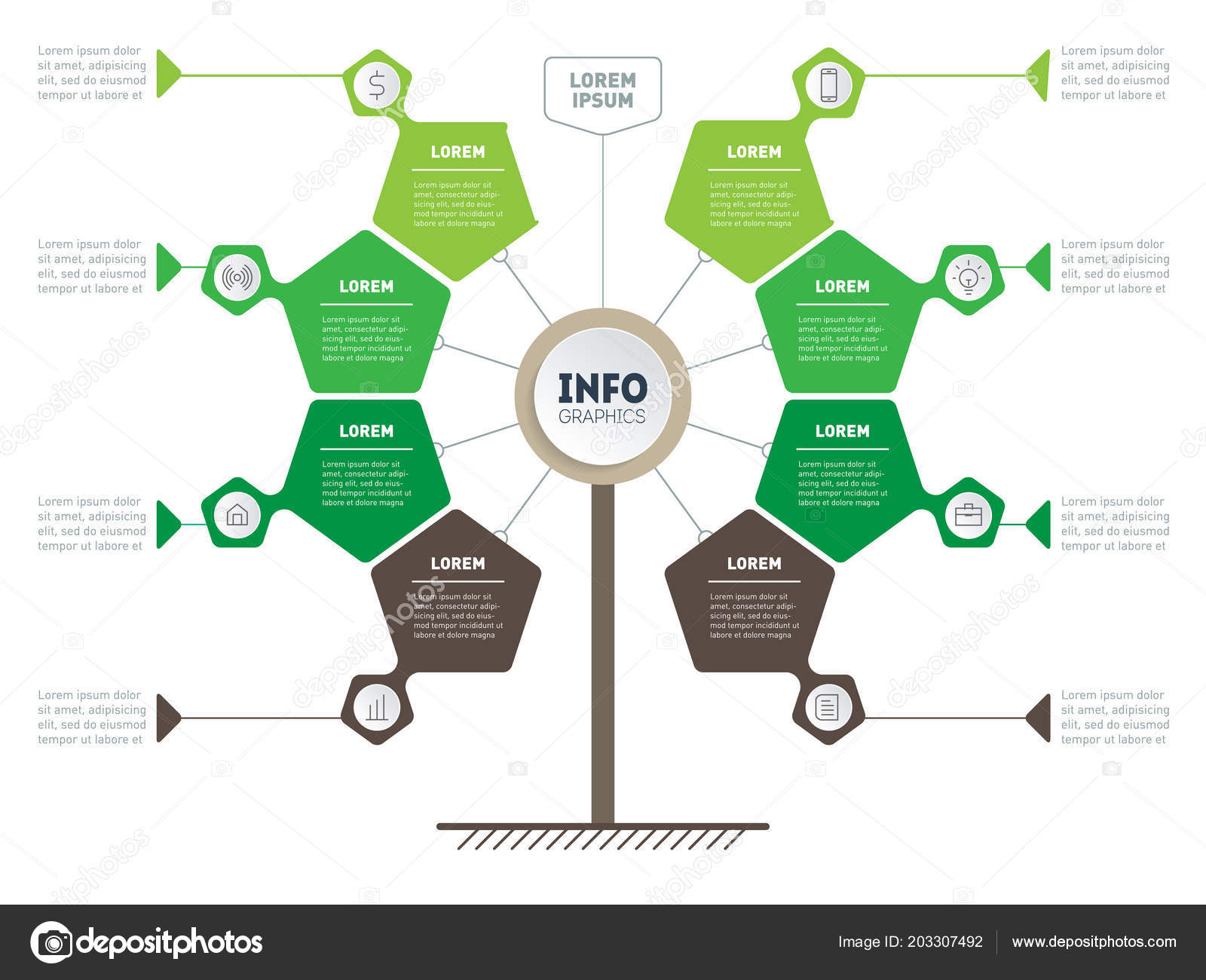 Vertical Timeline Infographics Tree Of Development And Growth O Stock ...