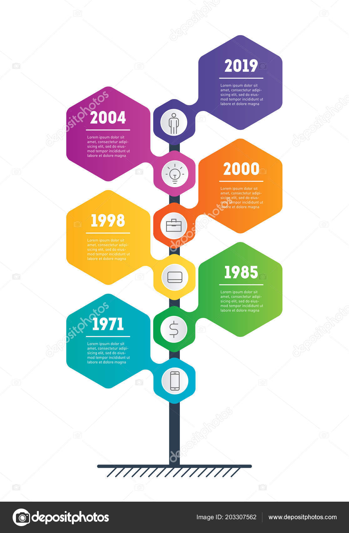 Vertical Timeline Infographics Parts Development Growth Business Time ...