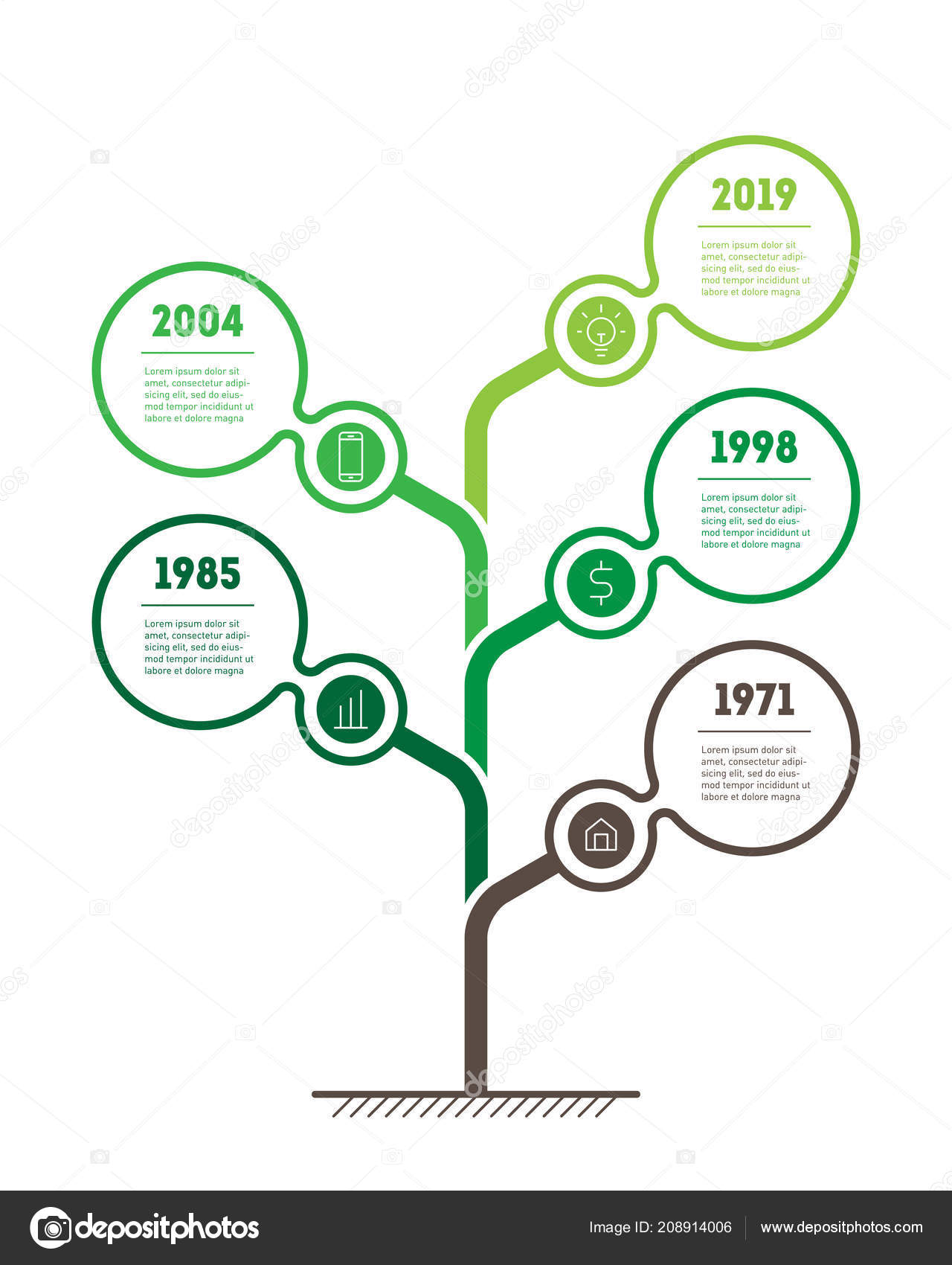 Vertical Tree Timeline Infographics Development Growth Business Time ...