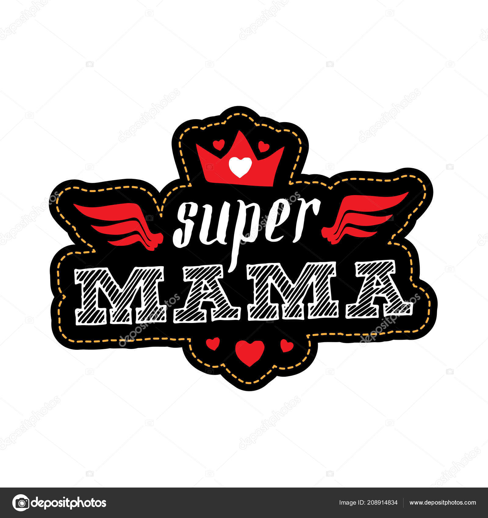 Super Mama Print Shirt Lettering Happy Mother Day Greeting Card Stock ...