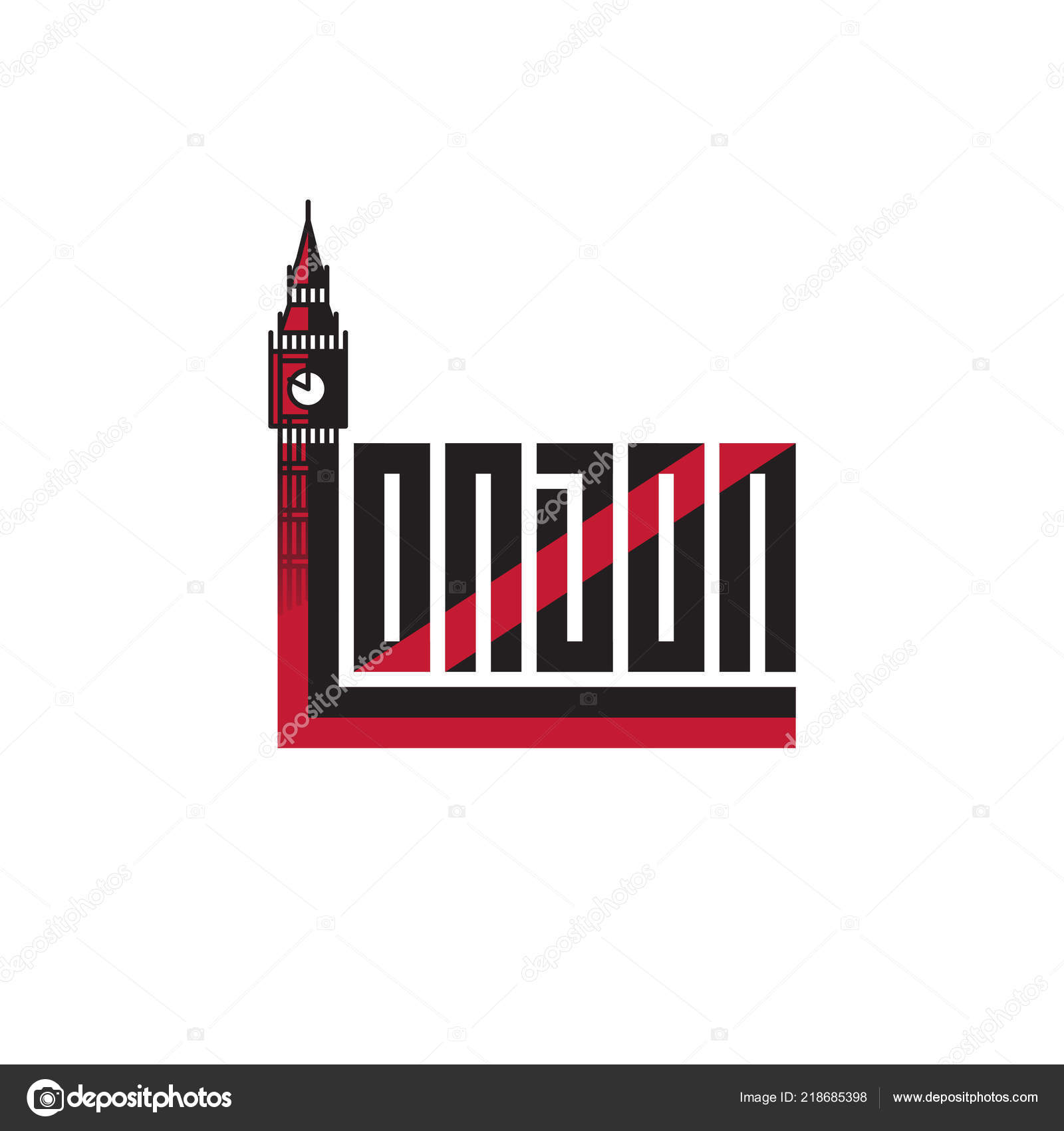 Big Ben Clock London Text Vector Illustration Landmark ⬇ Vector Image ...