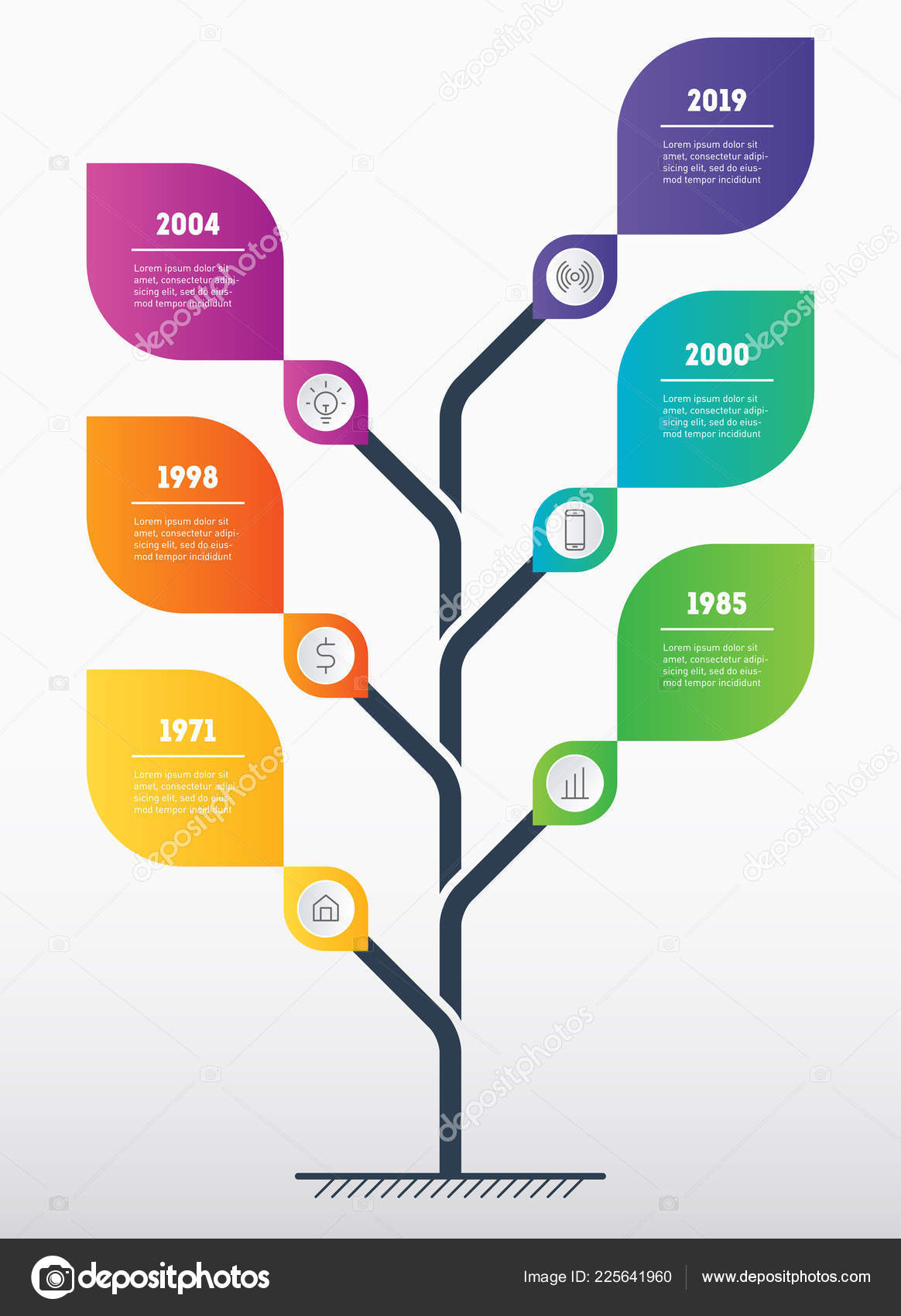 Vertical Infographics Tree Development Growth Business Info Graphic Six ...