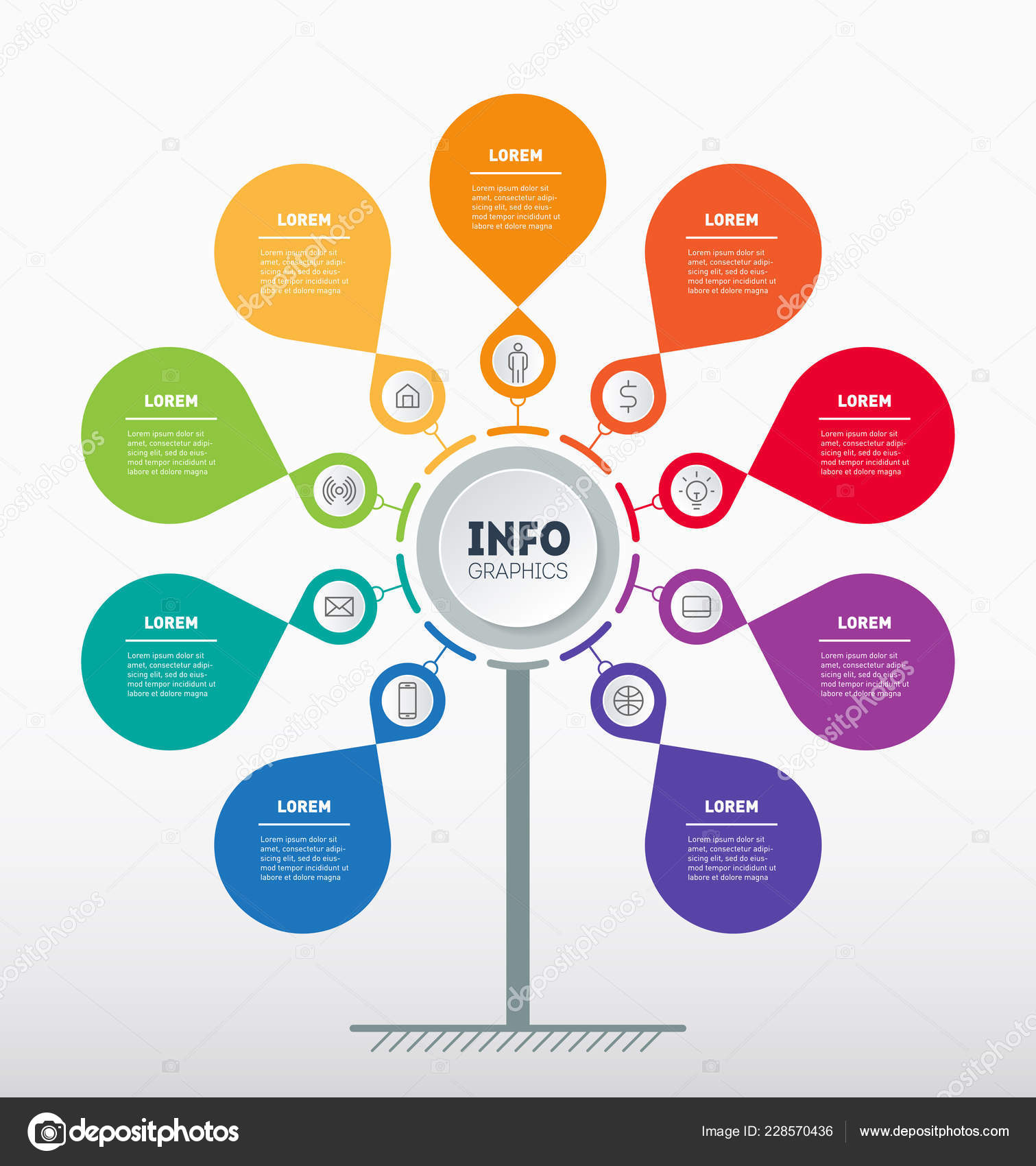 Business Presentation Concept Web Template Tree Leaves Info Chart ...