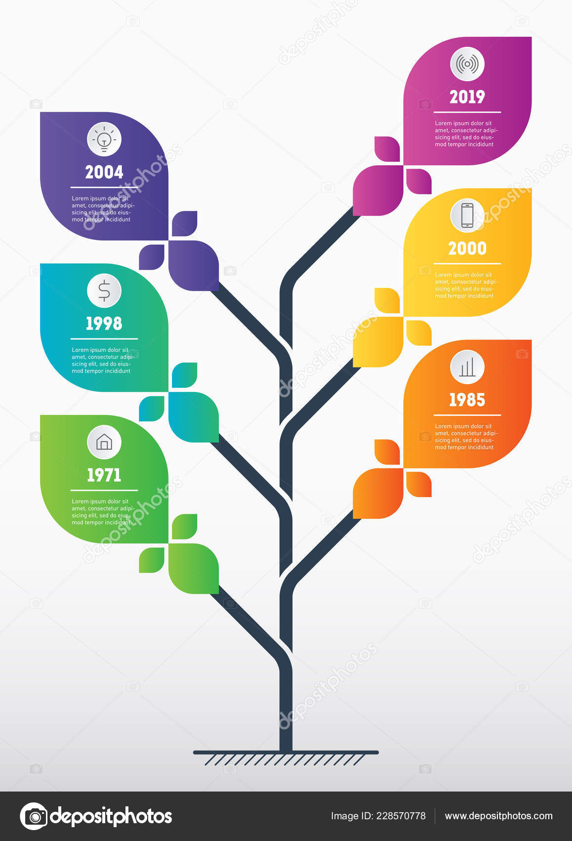 Business Presentation Concept Web Template Tree Leaves Info Chart ...