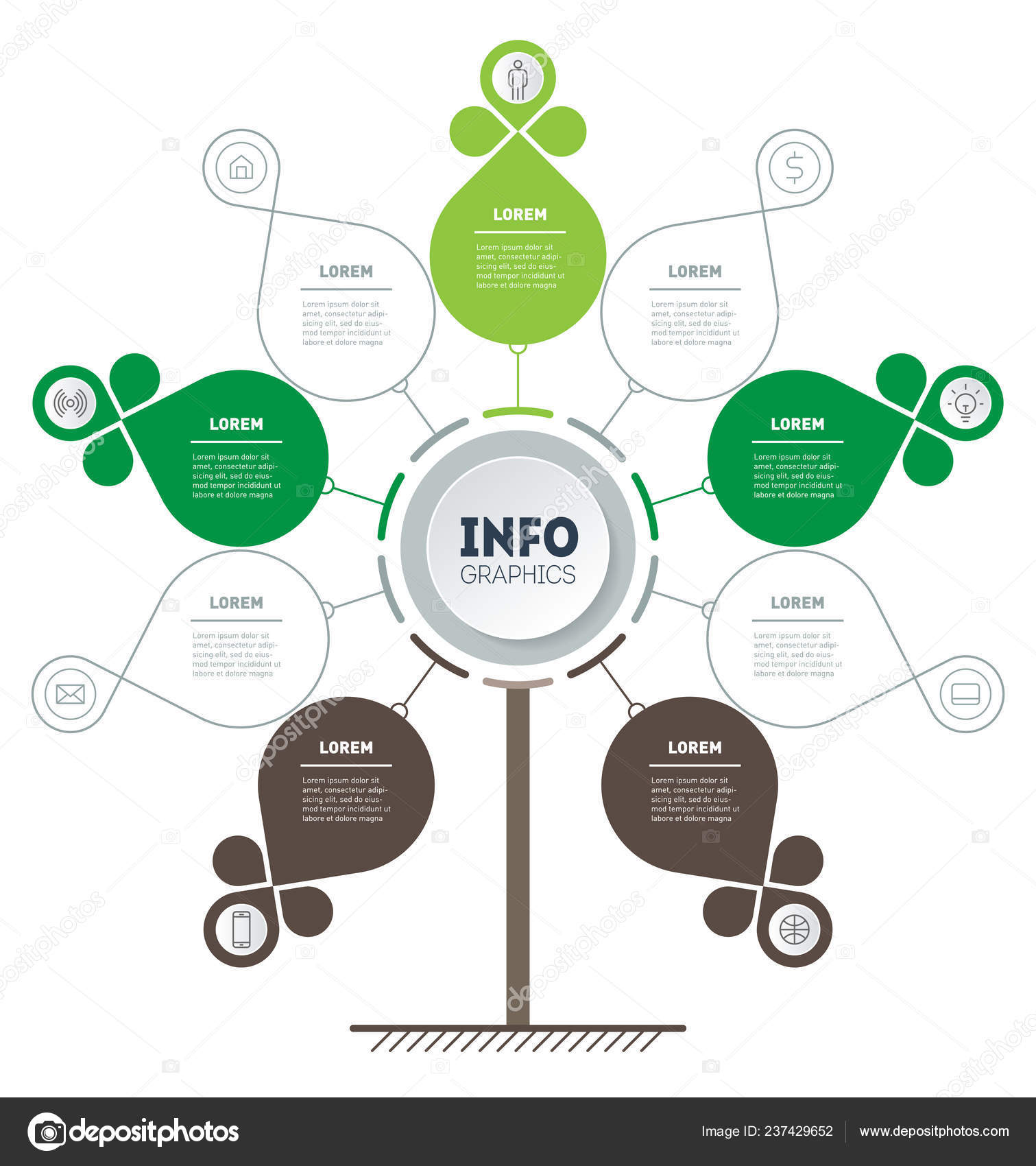 Vertical Timeline Infographics Tree Development Growth Eco Business ...