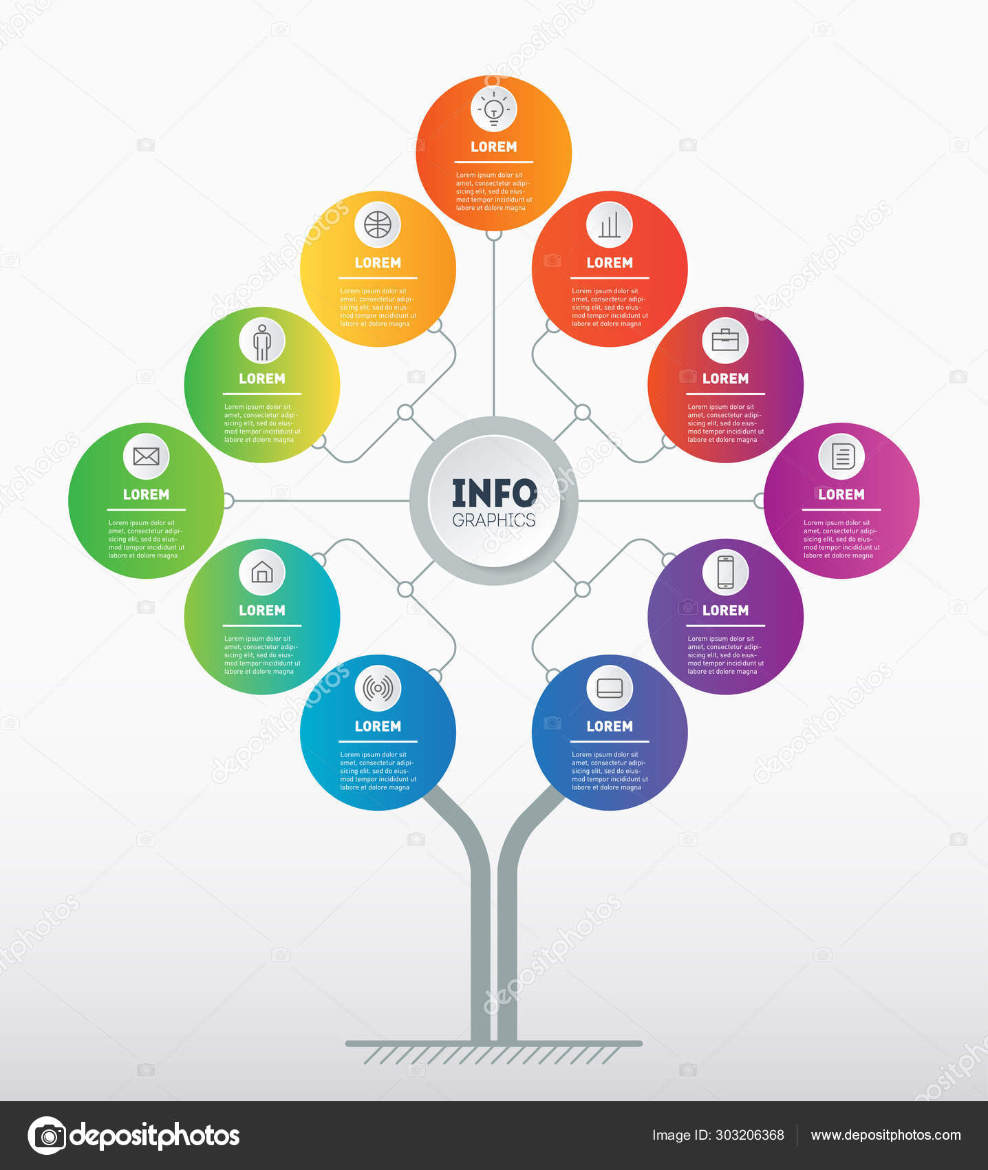 Modelo Web Árvore Gráfico Informações Diagrama Infográfico Tecnologia ...